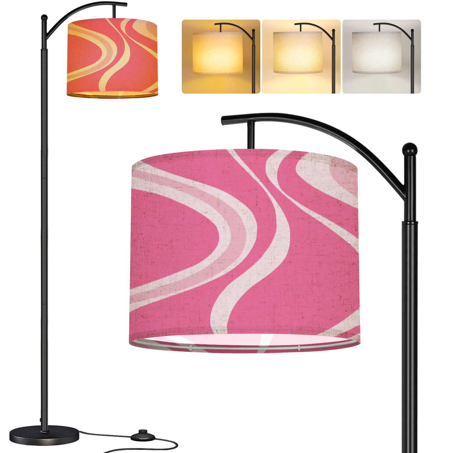 Arc Floor Lamp Pink psychedelic seamless pattern Retro 70s 90s 00s ...