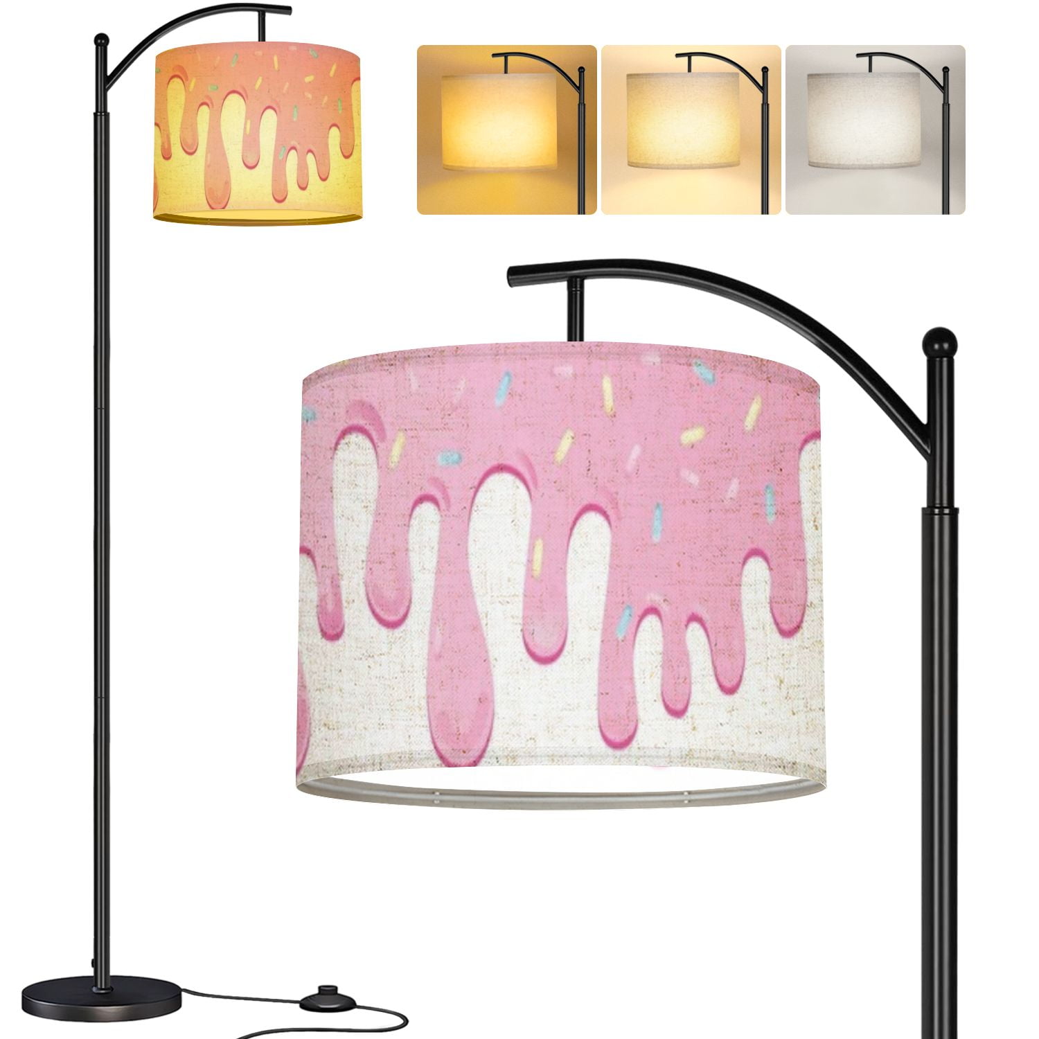 Arc Floor Lamp Pink soft ice cream splashes sweet candies long border ...