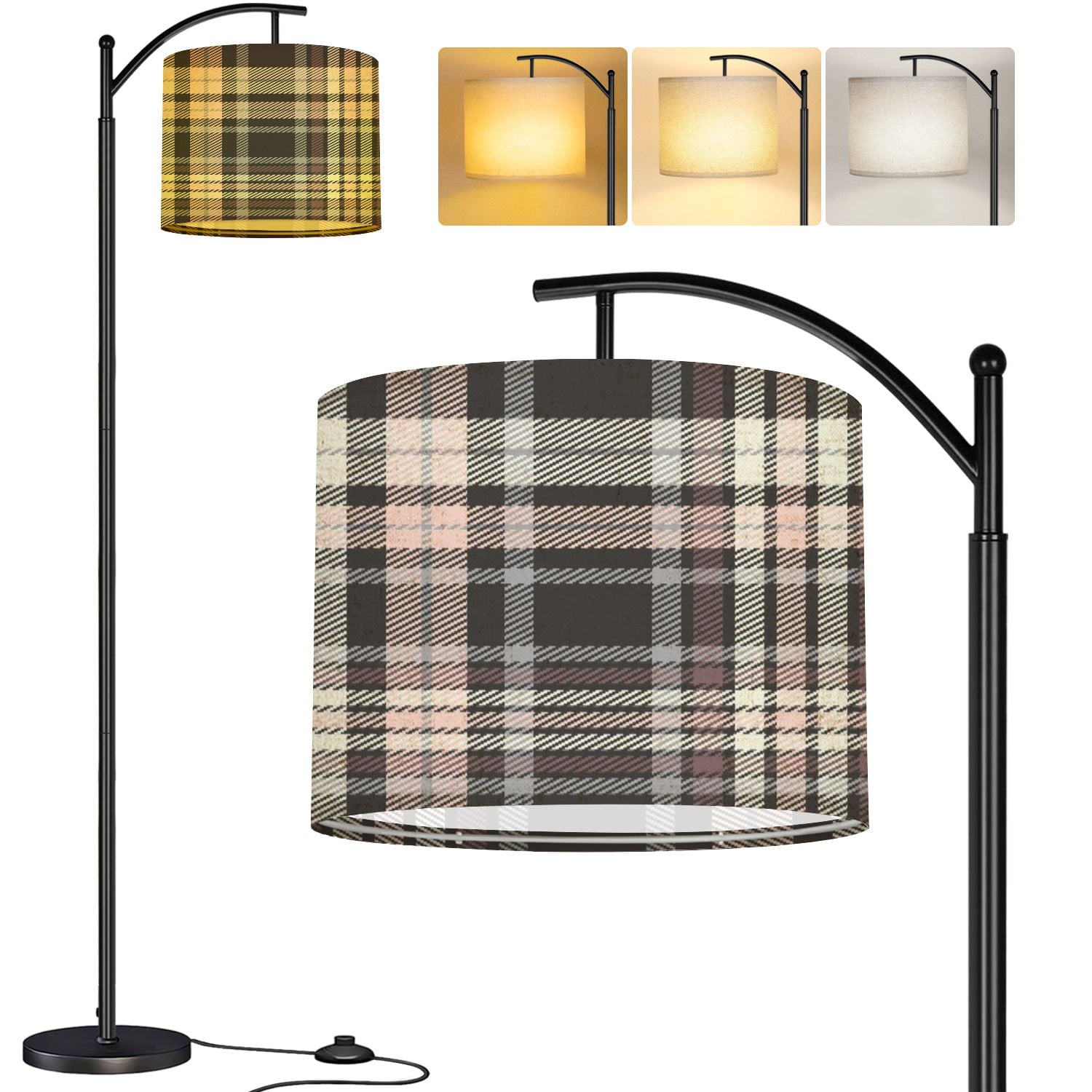 Arc Floor Lamp Plaid check patten black pink gray cream maroon Seamless ...