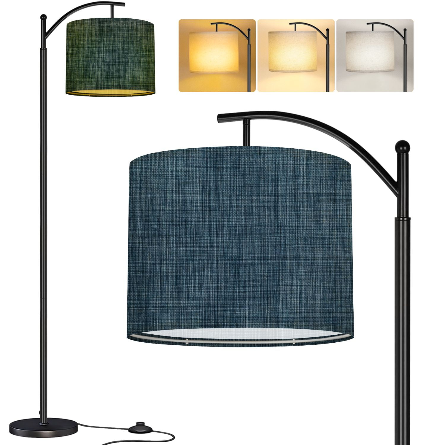 Arc Floor Lamp Poplin Texture Blue Textured Fabric Blue Tone Horizontal ...