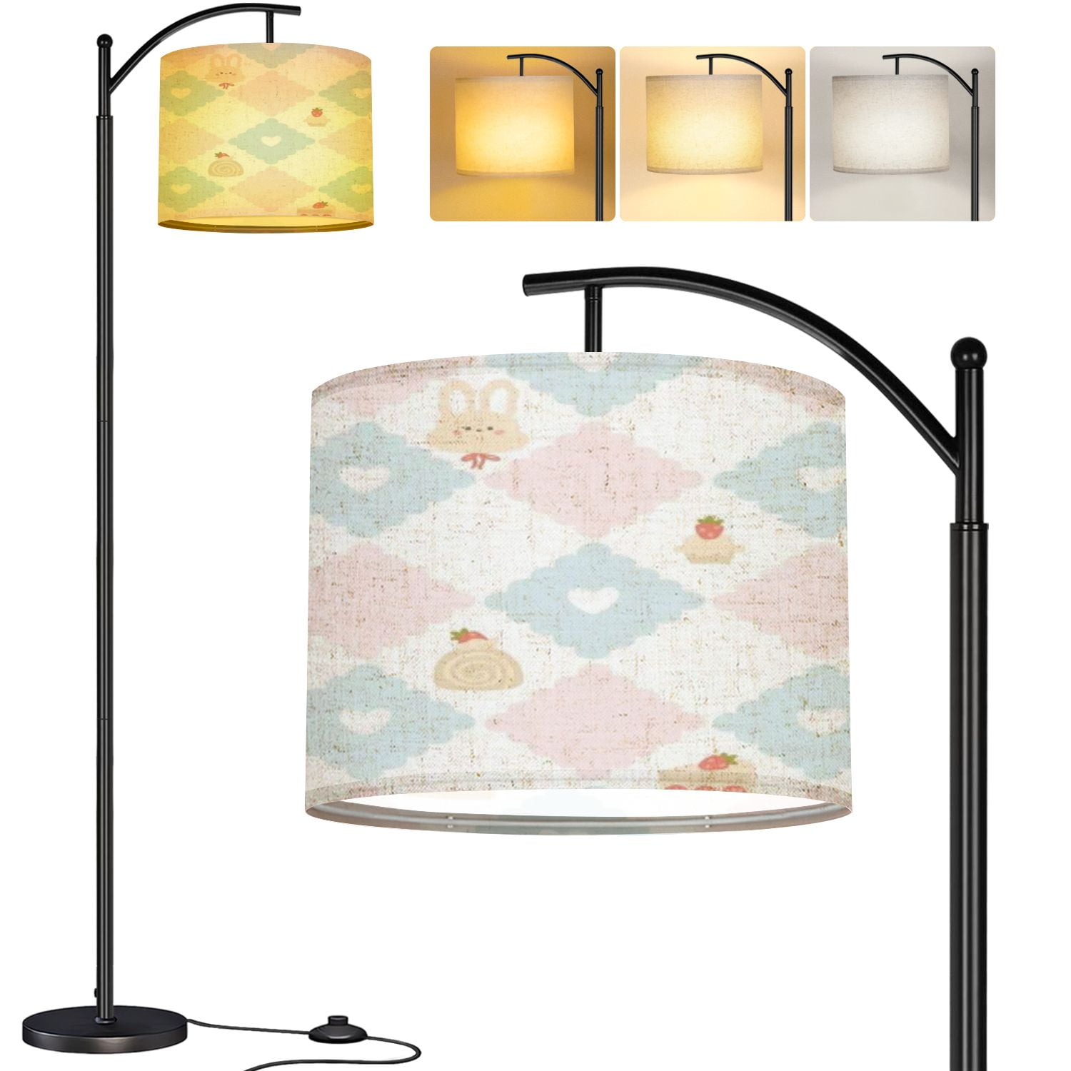 Arc Floor Lamp Preppy bunny rabbit desserts strawberries lace geometric ...
