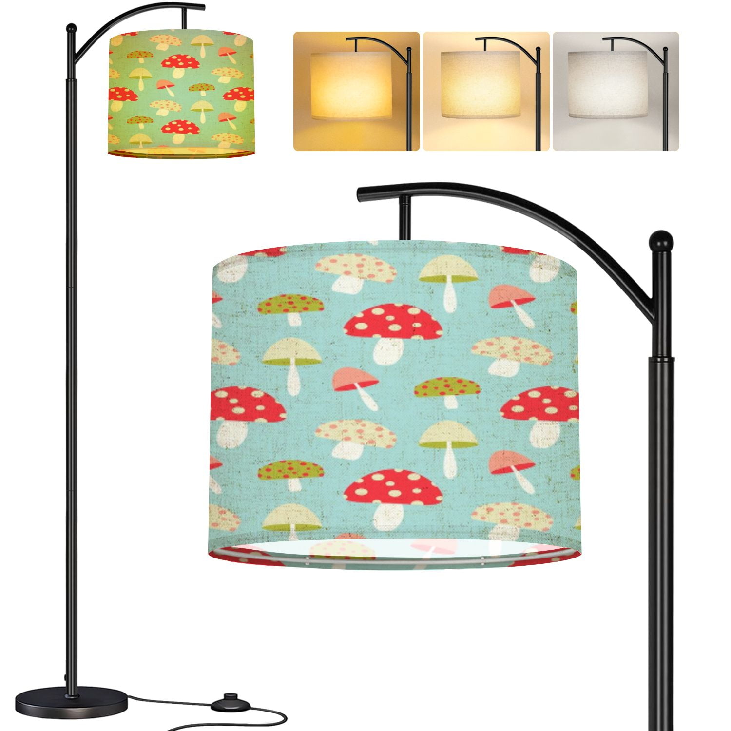 Arc Floor Lamp Pretty seamless pattern magic mushroom Tall Modern ...