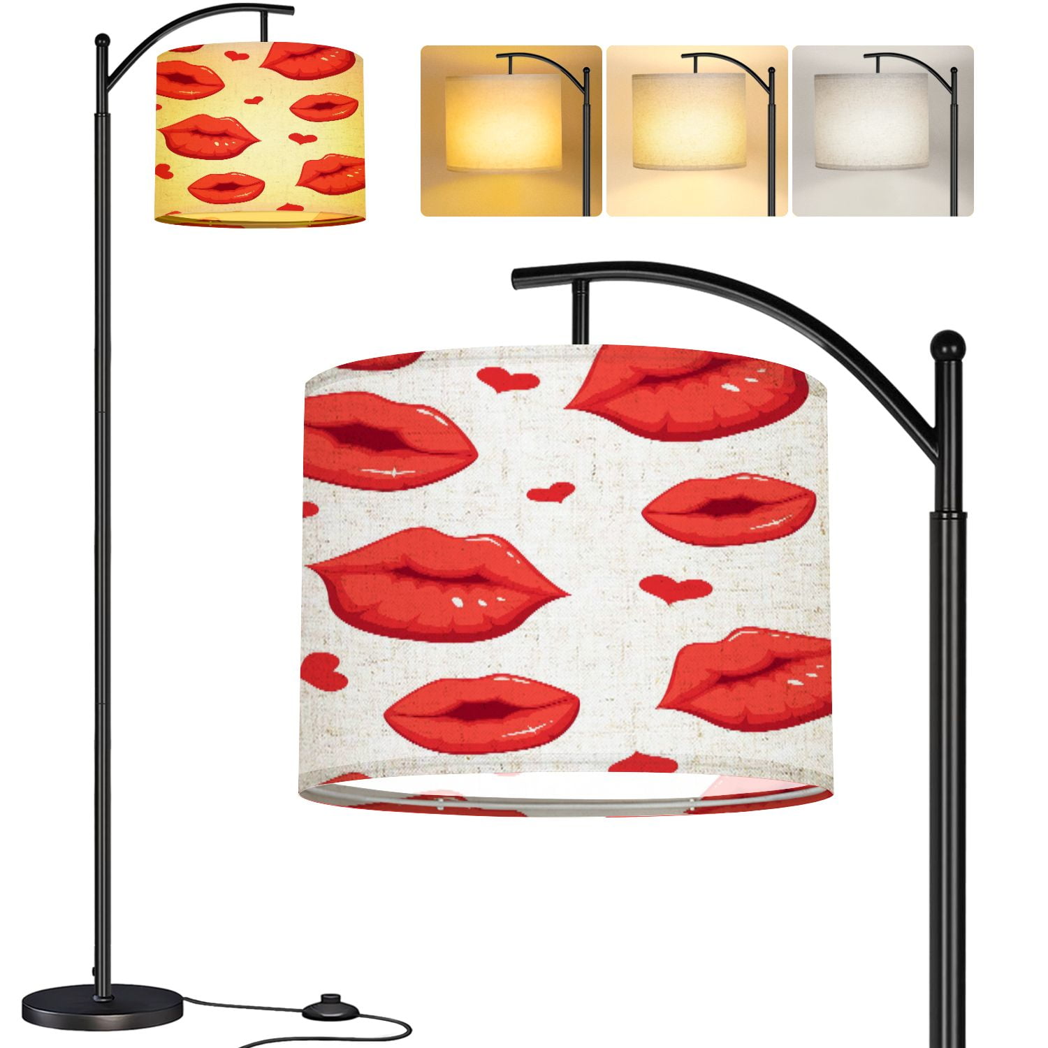 Arc Floor Lamp Print marks female red lips seamless heart love red lips ...