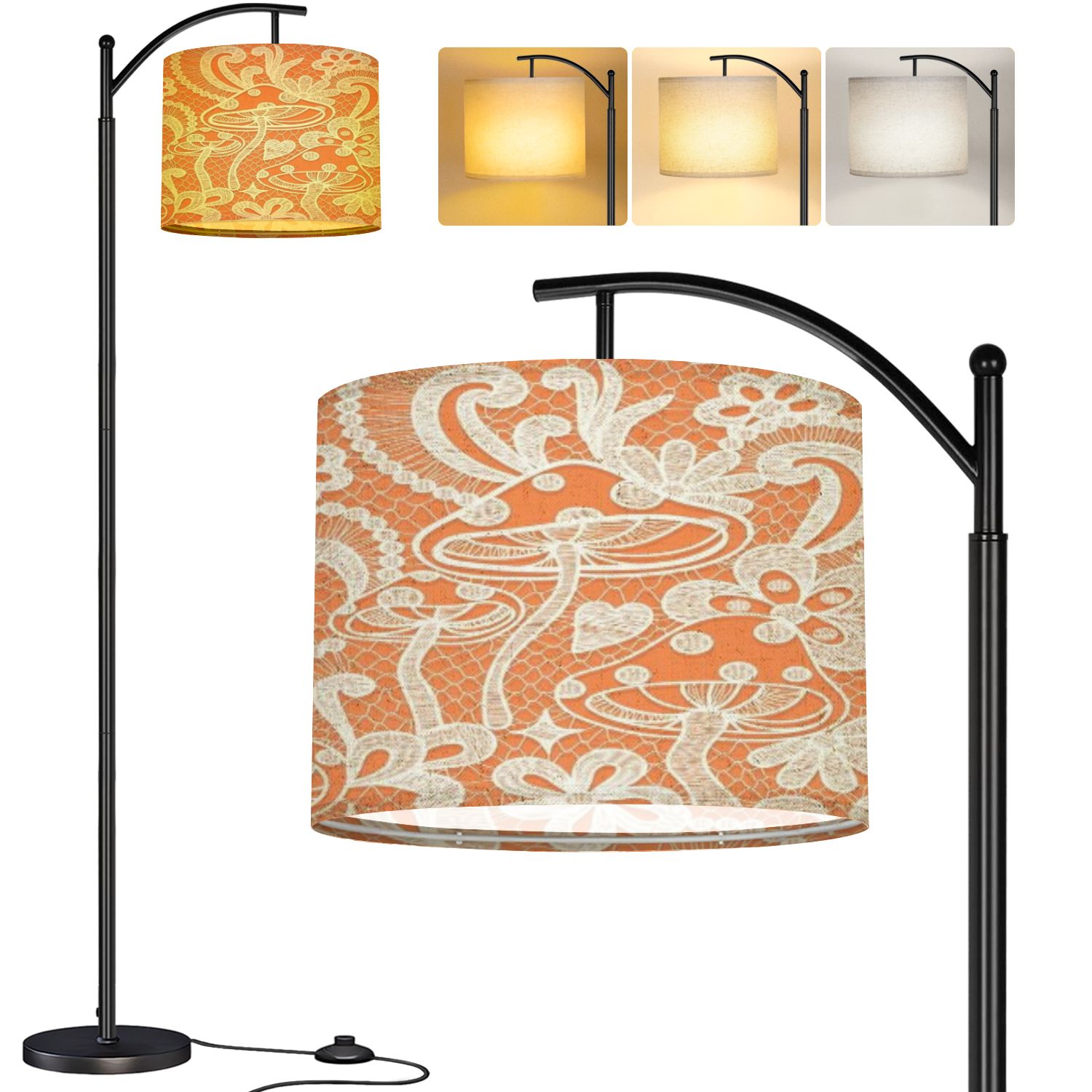 Arc Floor Lamp Psychedelic hippie seamless pattern Lace texture Groovy ...