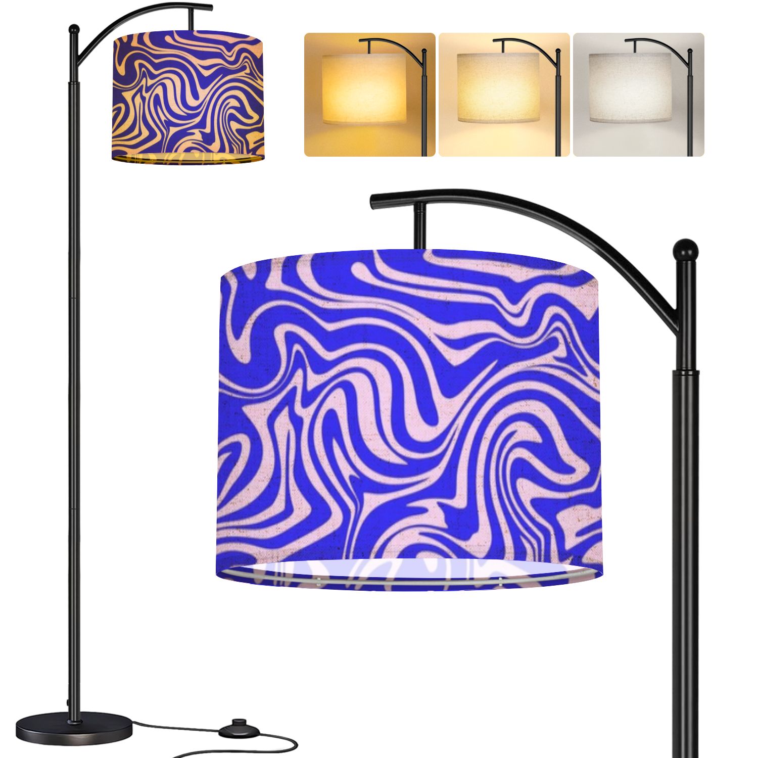 Arc Floor Lamp Psychedelic swirl seamless pattern 60s 70s style liquid ...