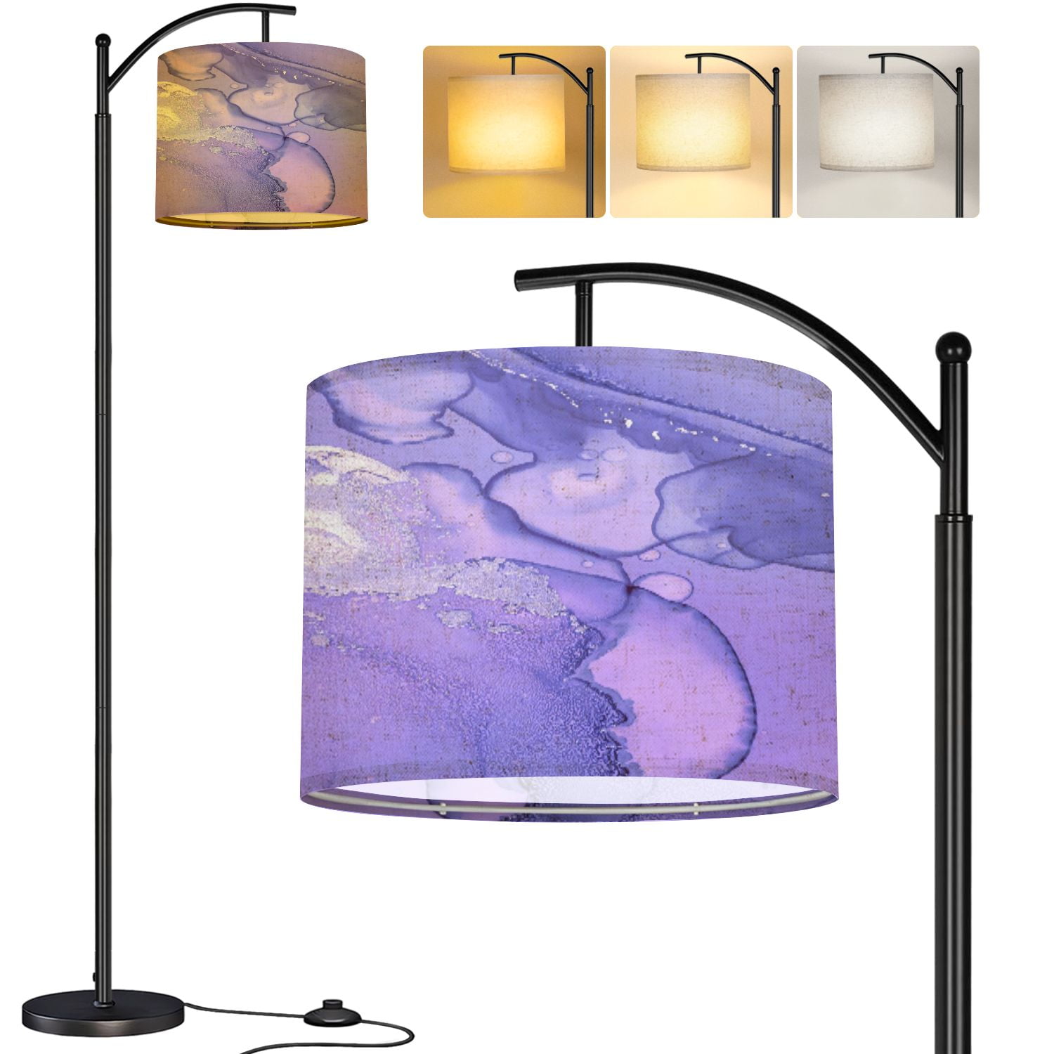 Arc Floor Lamp Purple Liquid Paint Waves Acrylic Ink Abstract Marble ...