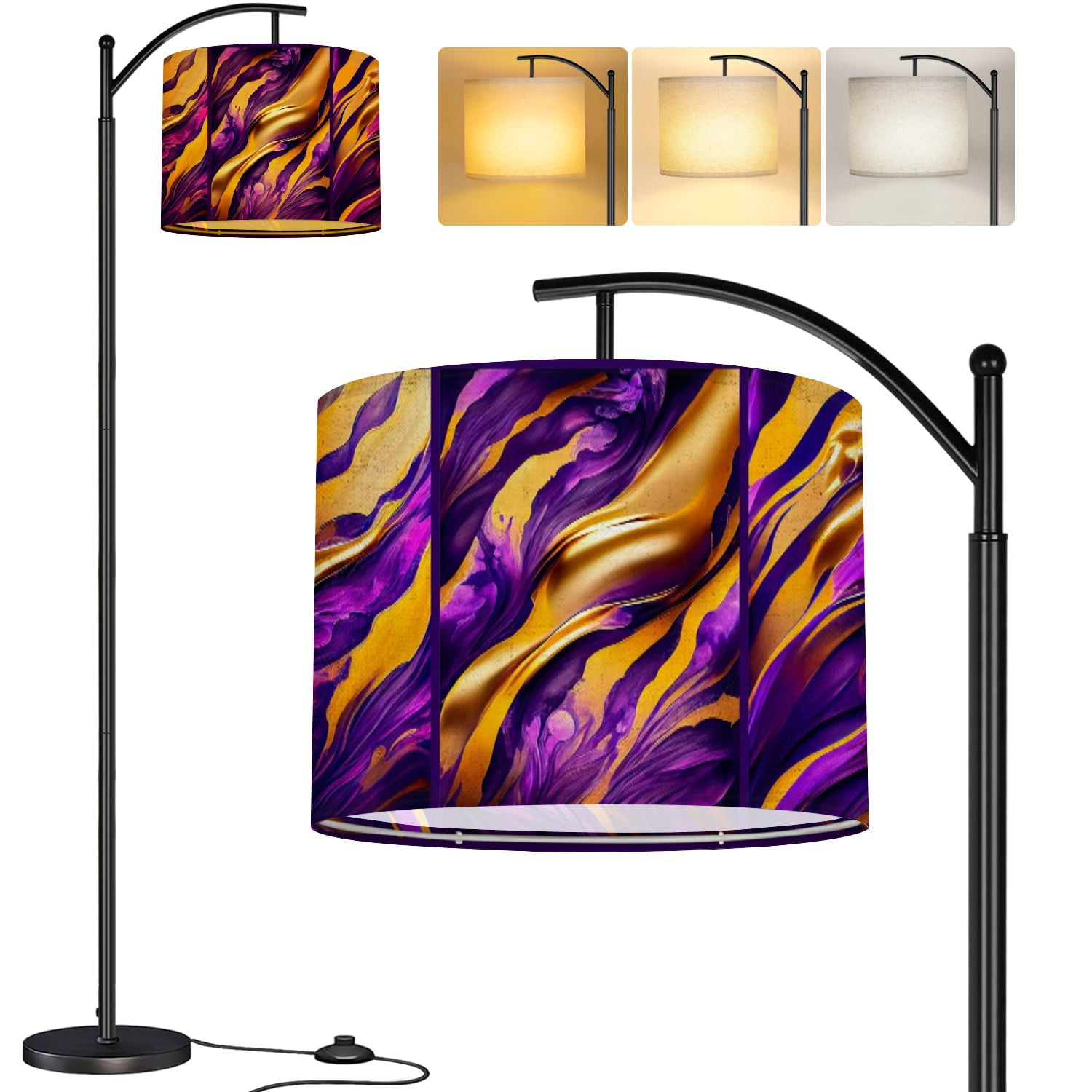 Arc Floor Lamp Purple gold flowing rivers Abstract drawing for interior ...