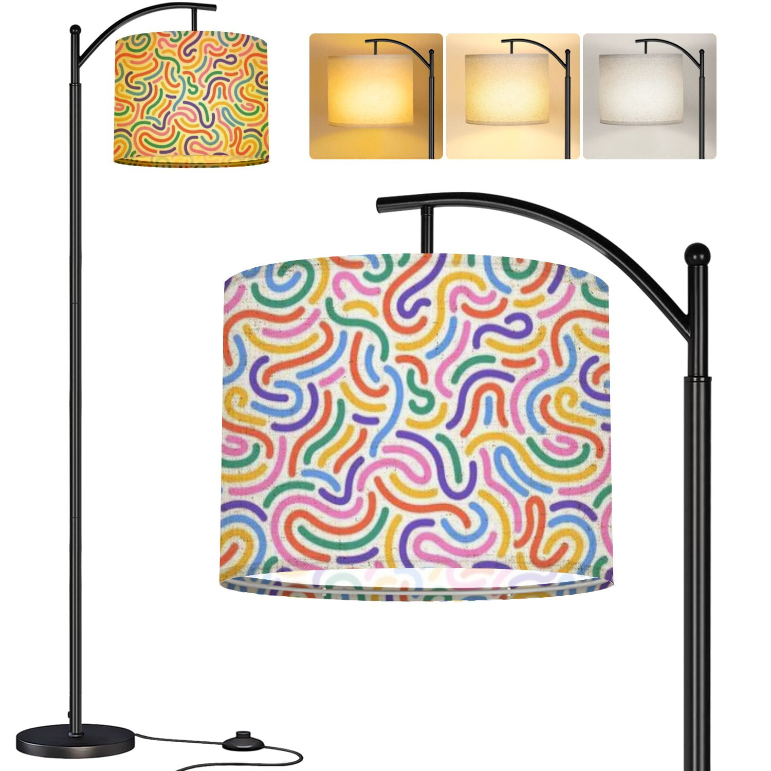Arc Floor Lamp Rainbow cake sprinkle pattern style Funky confetti 80s Birthday Donuts Tall ...
