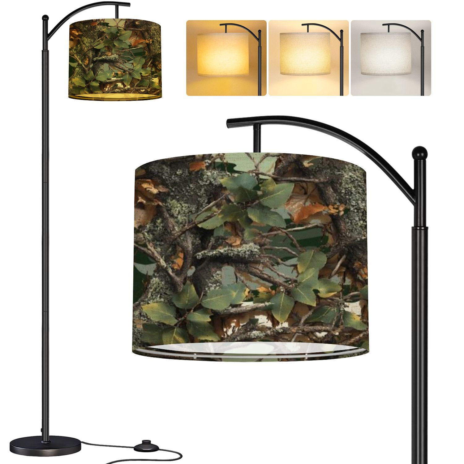 Arc Floor Lamp Real tree forest hunting camouflage seamless pattern ...