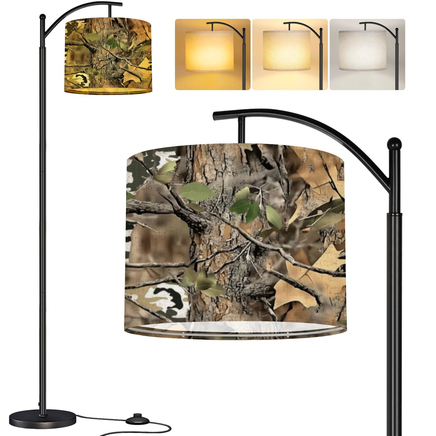 Arc Floor Lamp Real tree leaves camouflage seamless pattern design ...