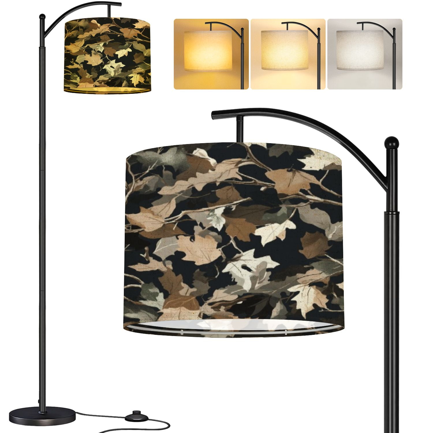 Arc Floor Lamp Real tree leaves camouflage seamless pattern design ...