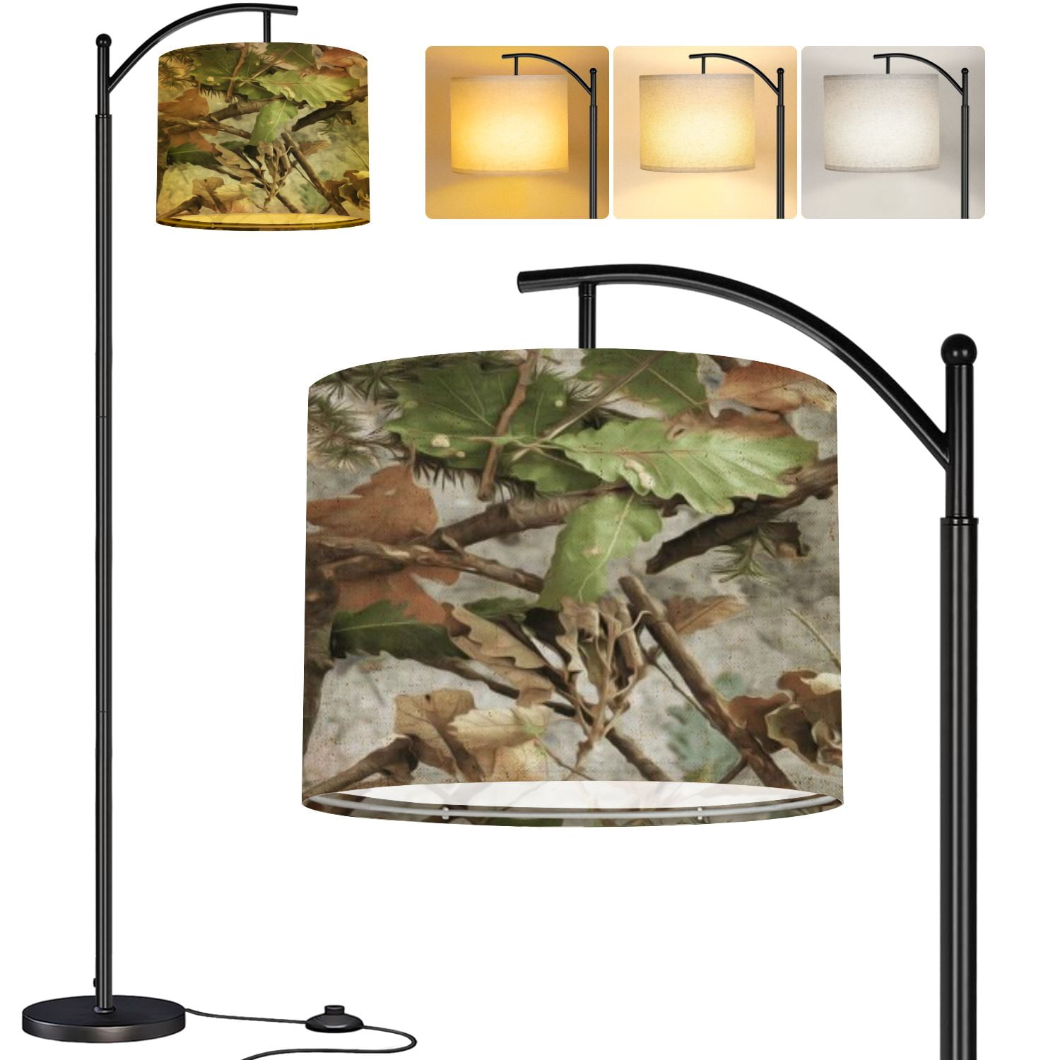 Arc Floor Lamp Realistic forest camouflage Seamless pattern Branches ...