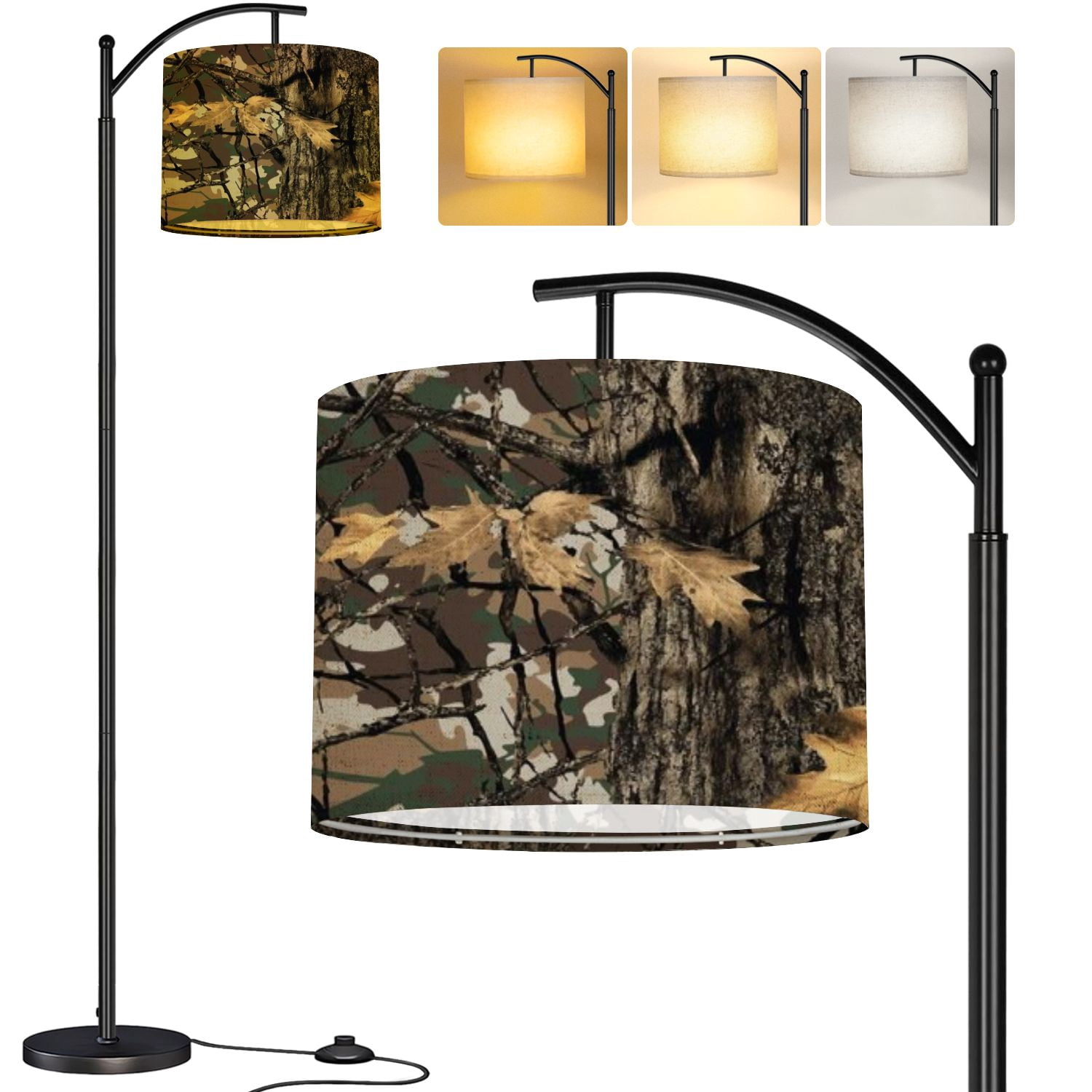 Arc Floor Lamp Realistic forest camouflage Seamless pattern Conifer ...