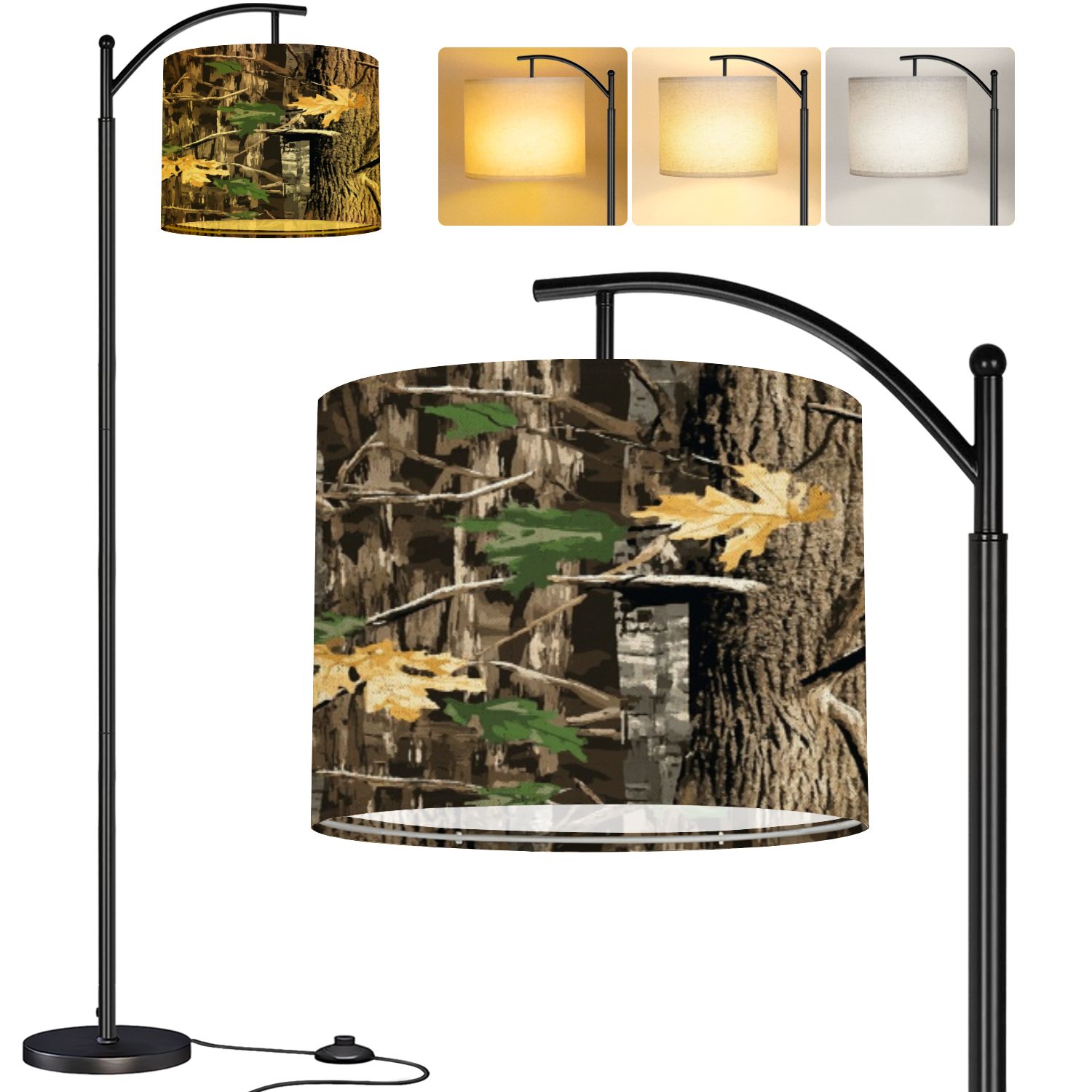 Arc Floor Lamp Realistic forest camouflage Seamless pattern Hunting ...