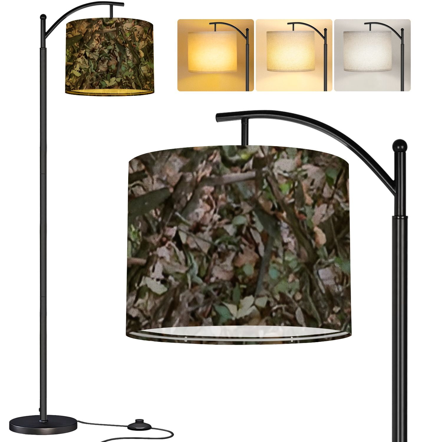 Arc Floor Lamp Realistic forest camouflage Seamless pattern Oak ...