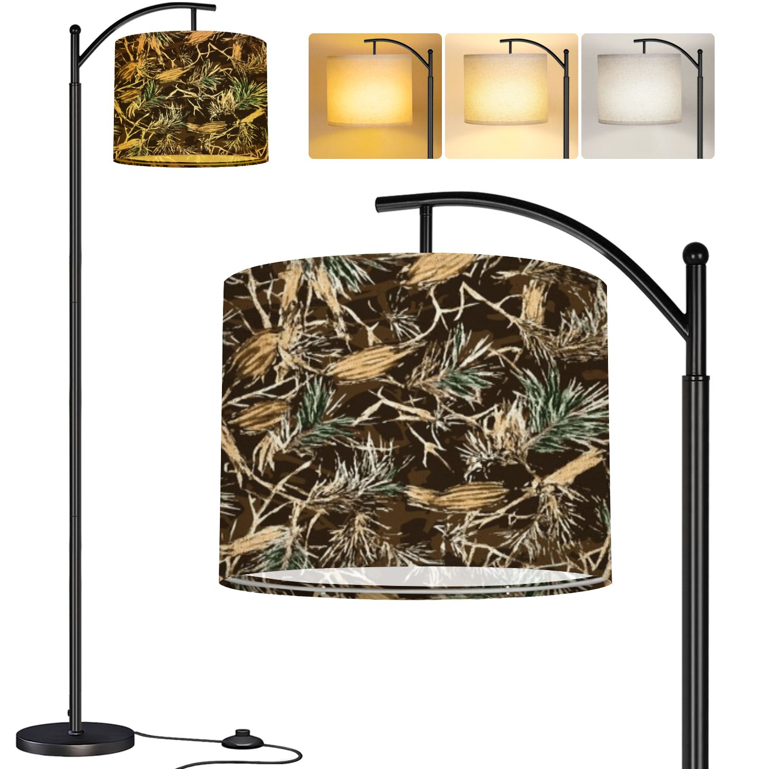 Arc Floor Lamp Realistic forest camouflage Seamless pattern Tree ...