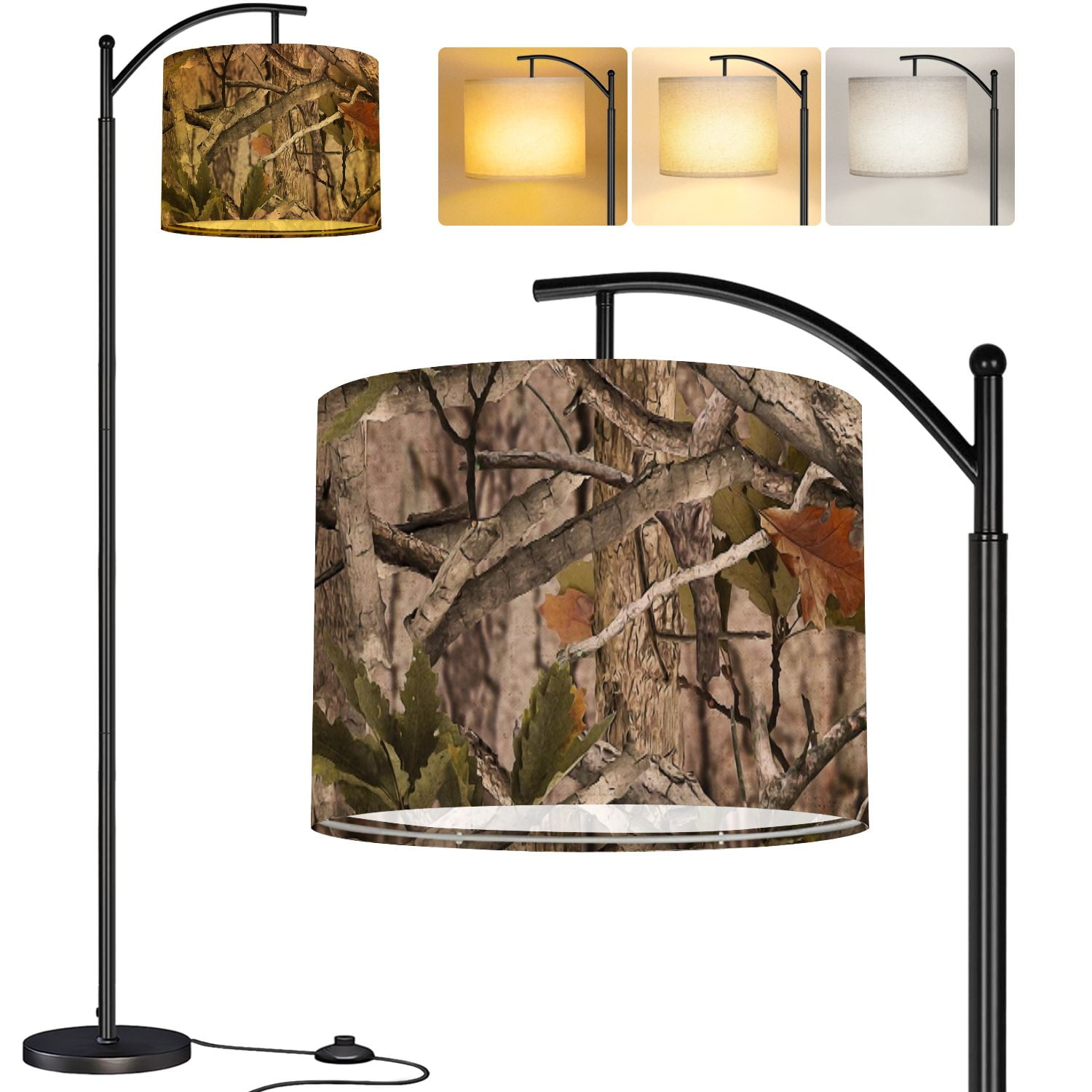 Arc Floor Lamp Realistic forest camouflage Seamless pattern Trees ...