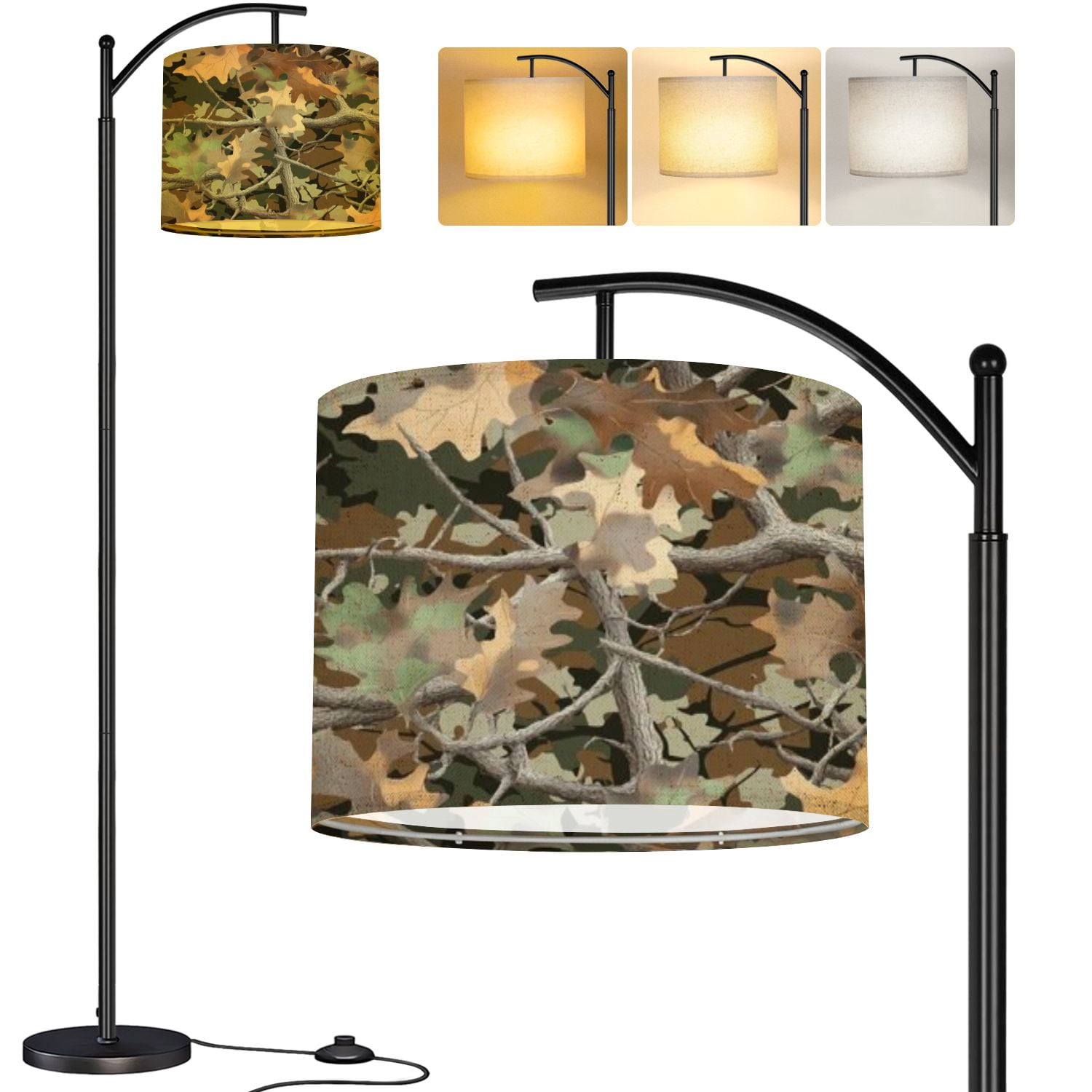 Arc Floor Lamp Realistic forest camouflage Seamless pattern camouflage ...