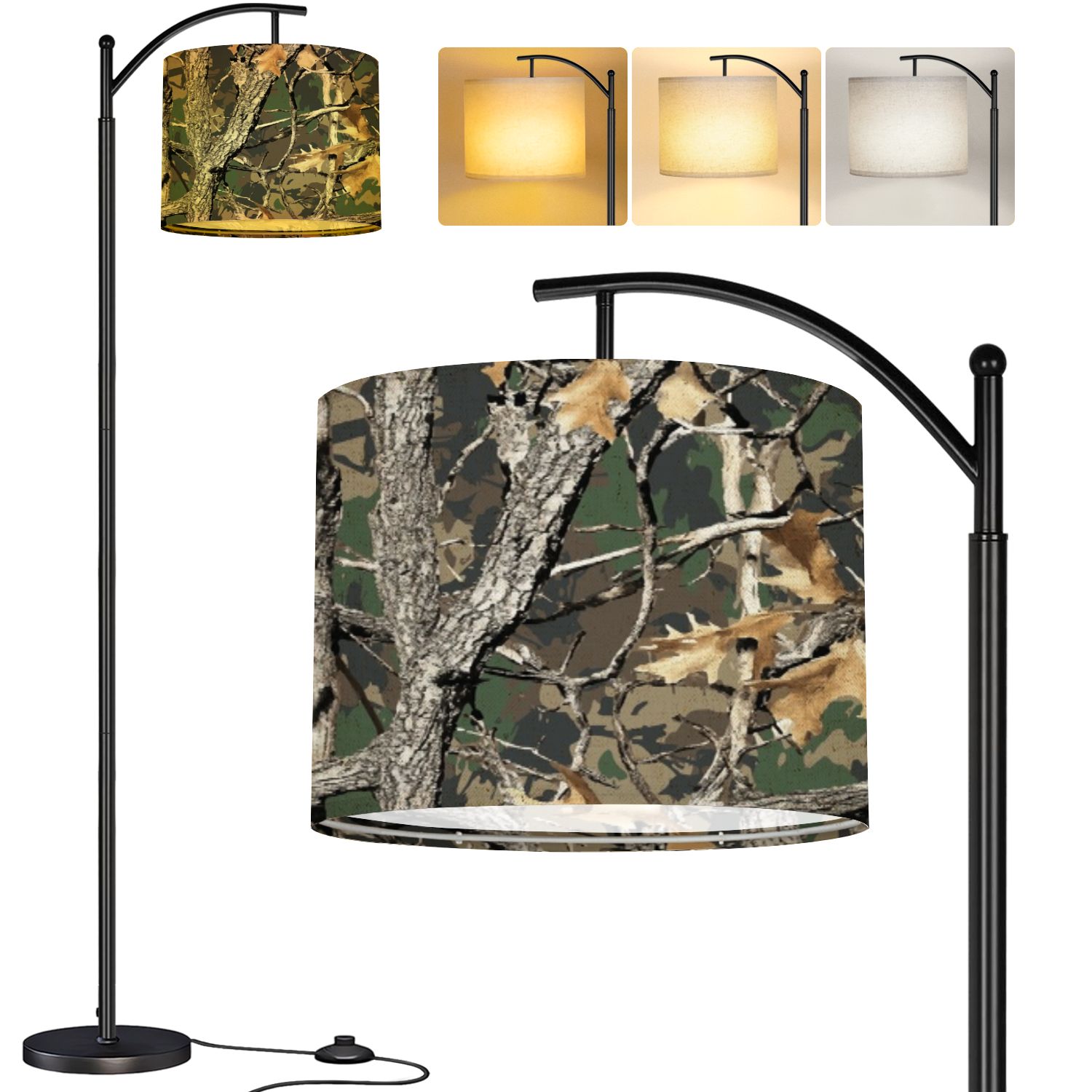 Arc Floor Lamp Realistic forest hunting camouflage seamless pattern ...