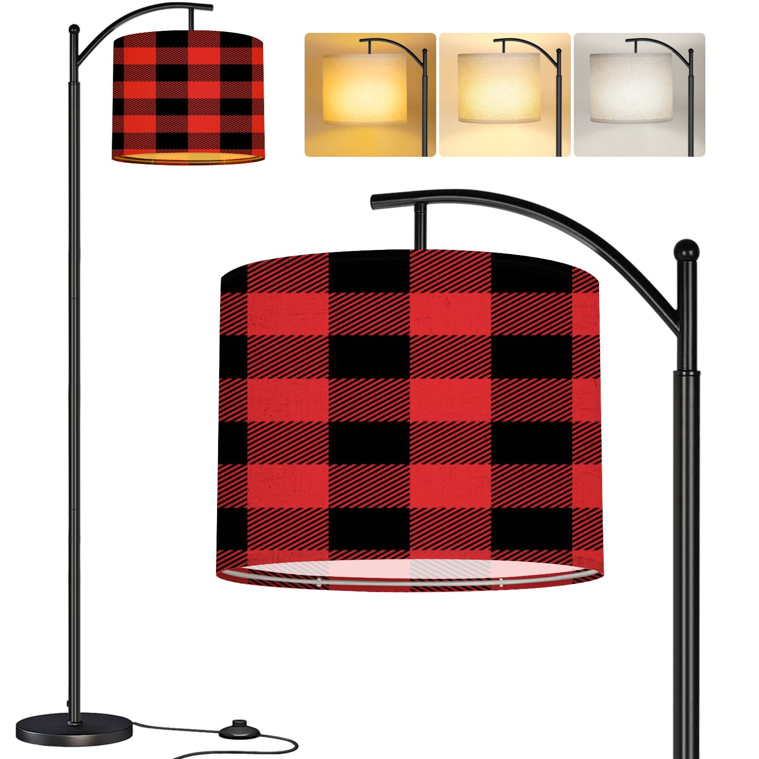 Arc Floor Lamp Red Black Tartan plaid seamless abstract checkered Tall ...
