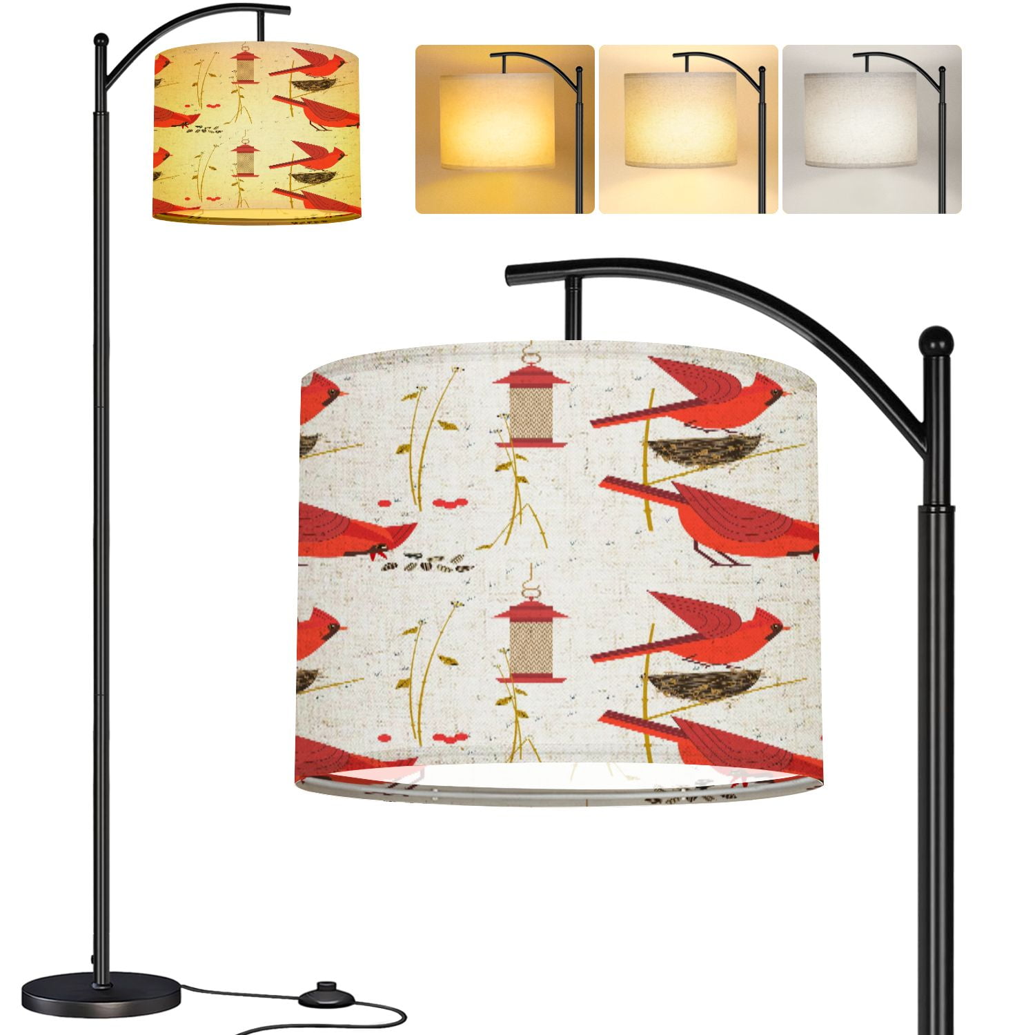 Arc Floor Lamp Red Northern Cardinal birds seamless Cartoon cute ...