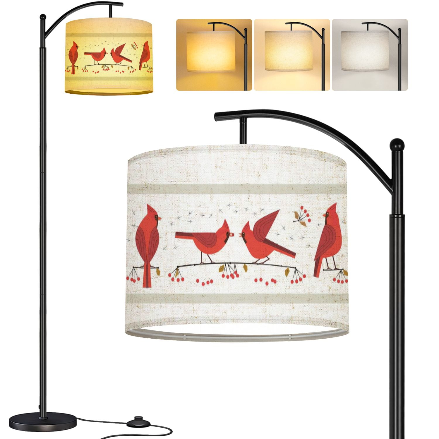 Arc Floor Lamp Red birds cute seamless border Birdwatching bird feeding ...
