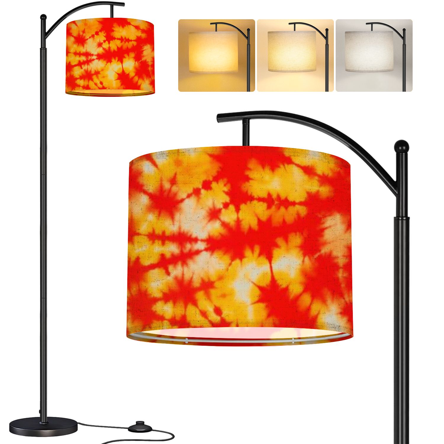 Arc Floor Lamp Red orange tie dye Ink colorful tie dye abstract Tie Dye ...