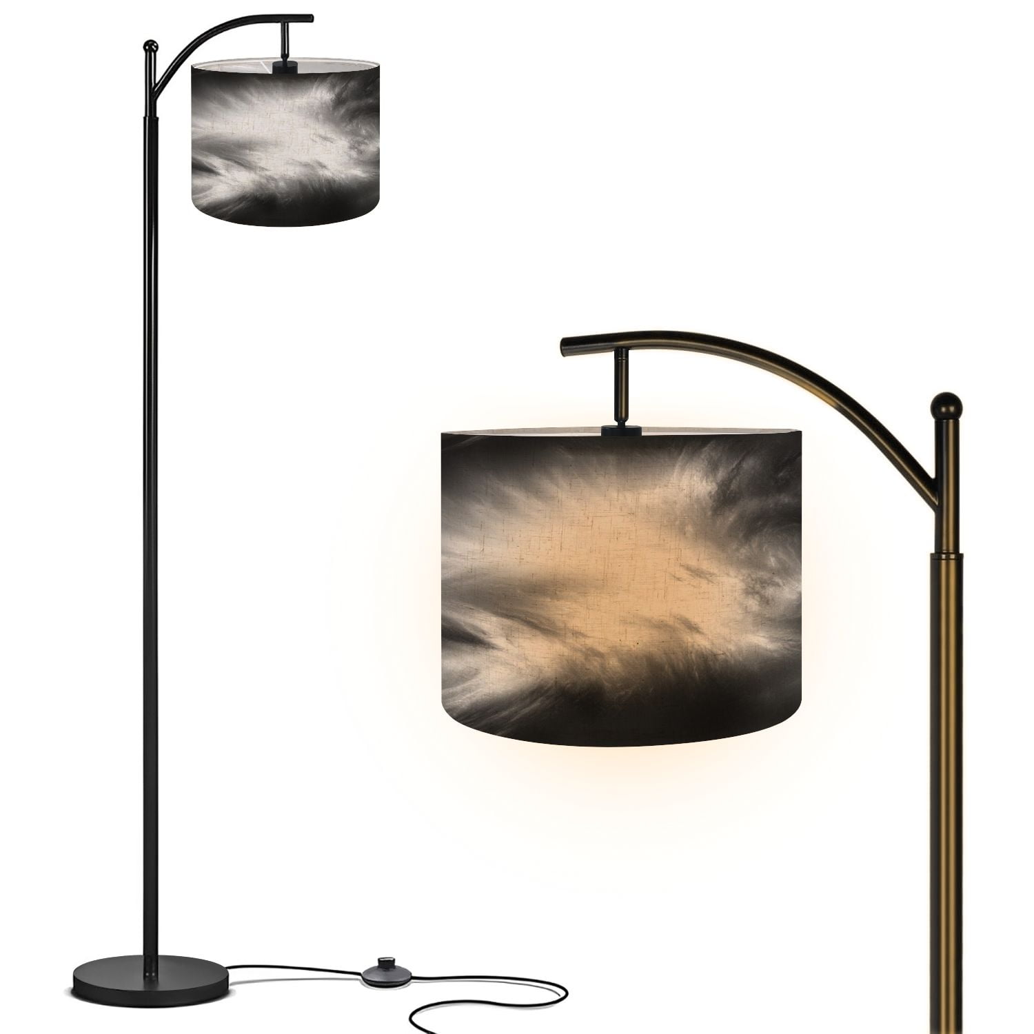Arc Floor Lamp with Remote, Dimmable Bulb, Art Deco Arched Floor lamp ...