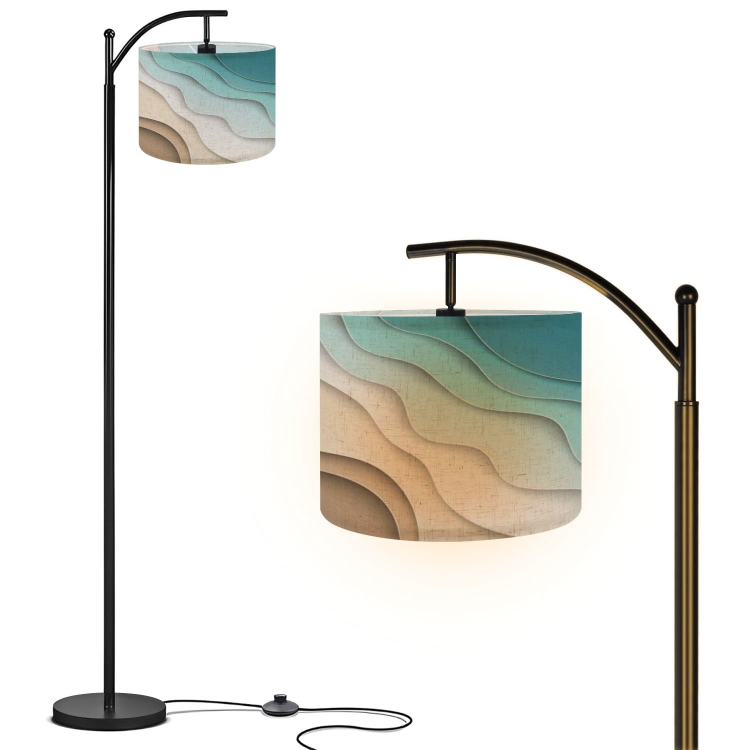 Arc Floor Lamp with Remote, Dimmable Bulb, Art Deco Arched Floor lamp ...