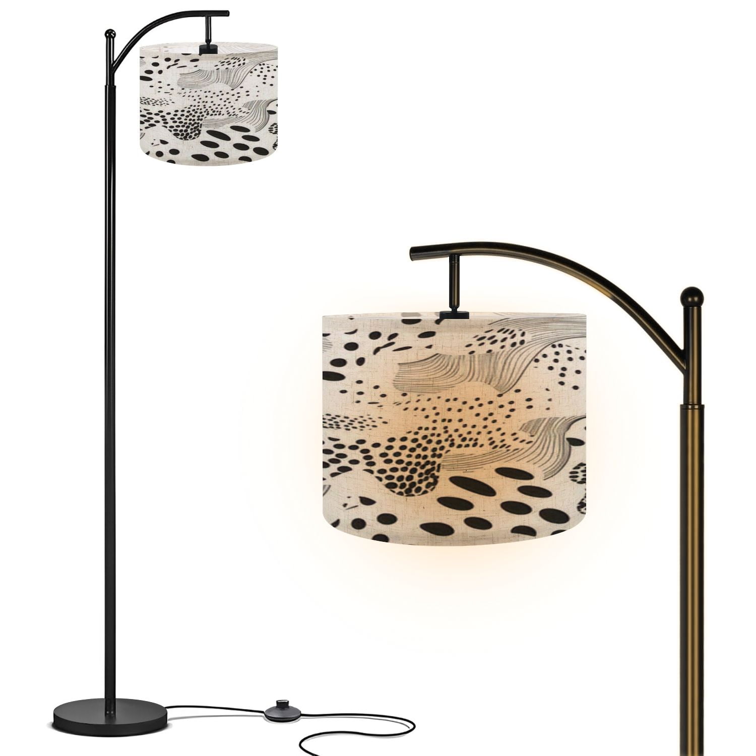 Arc Floor Lamp with Remote, Dimmable Bulb, Art Deco Arched Floor lamp ...