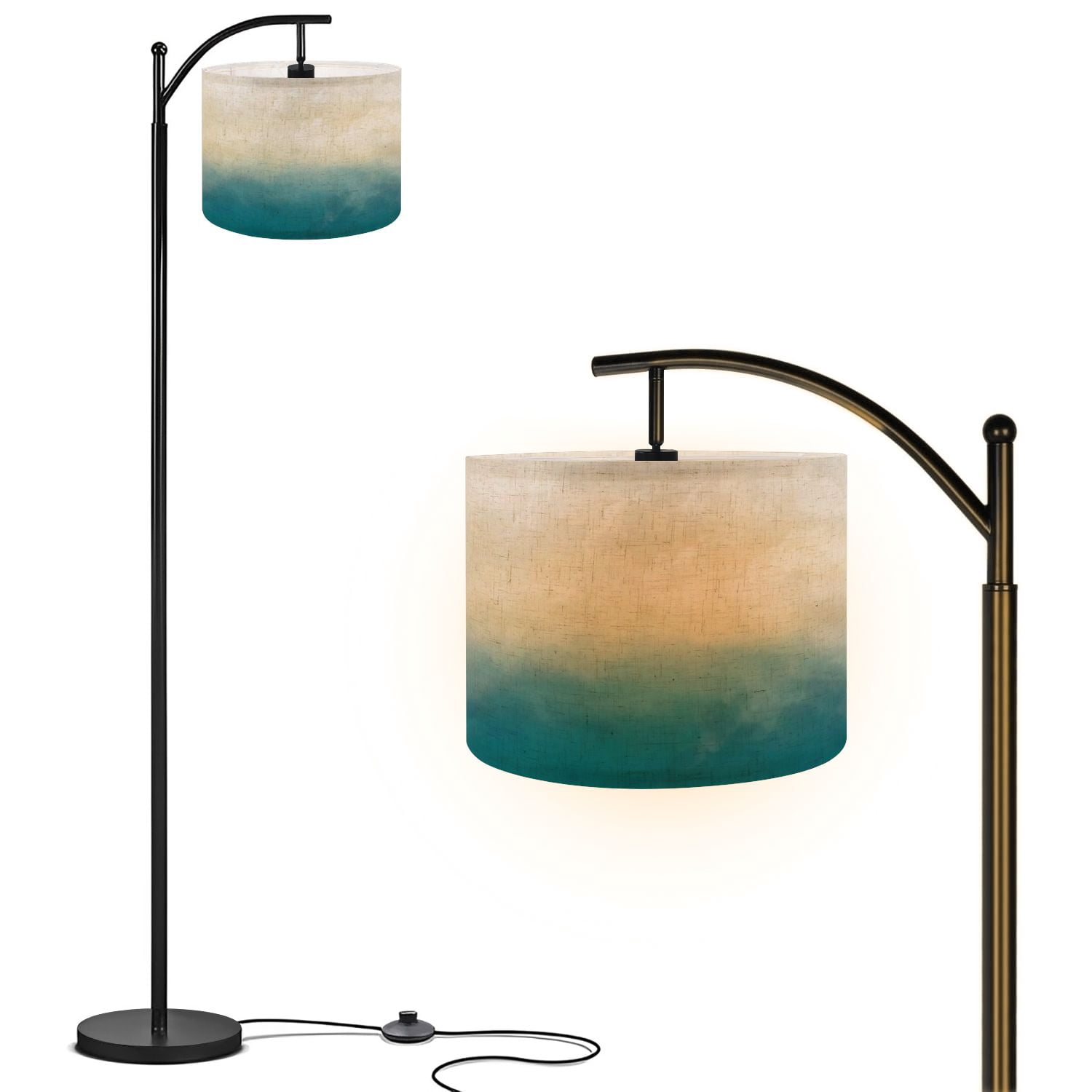 Arc Floor Lamp with Remote, Dimmable Bulb, Art Deco Arched Floor lamp ...
