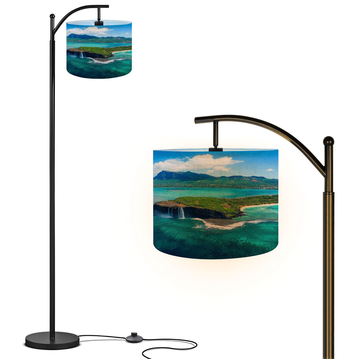 Arc Floor Lamp with Remote, Dimmable Bulb, Art Deco Arched Floor lamp ...