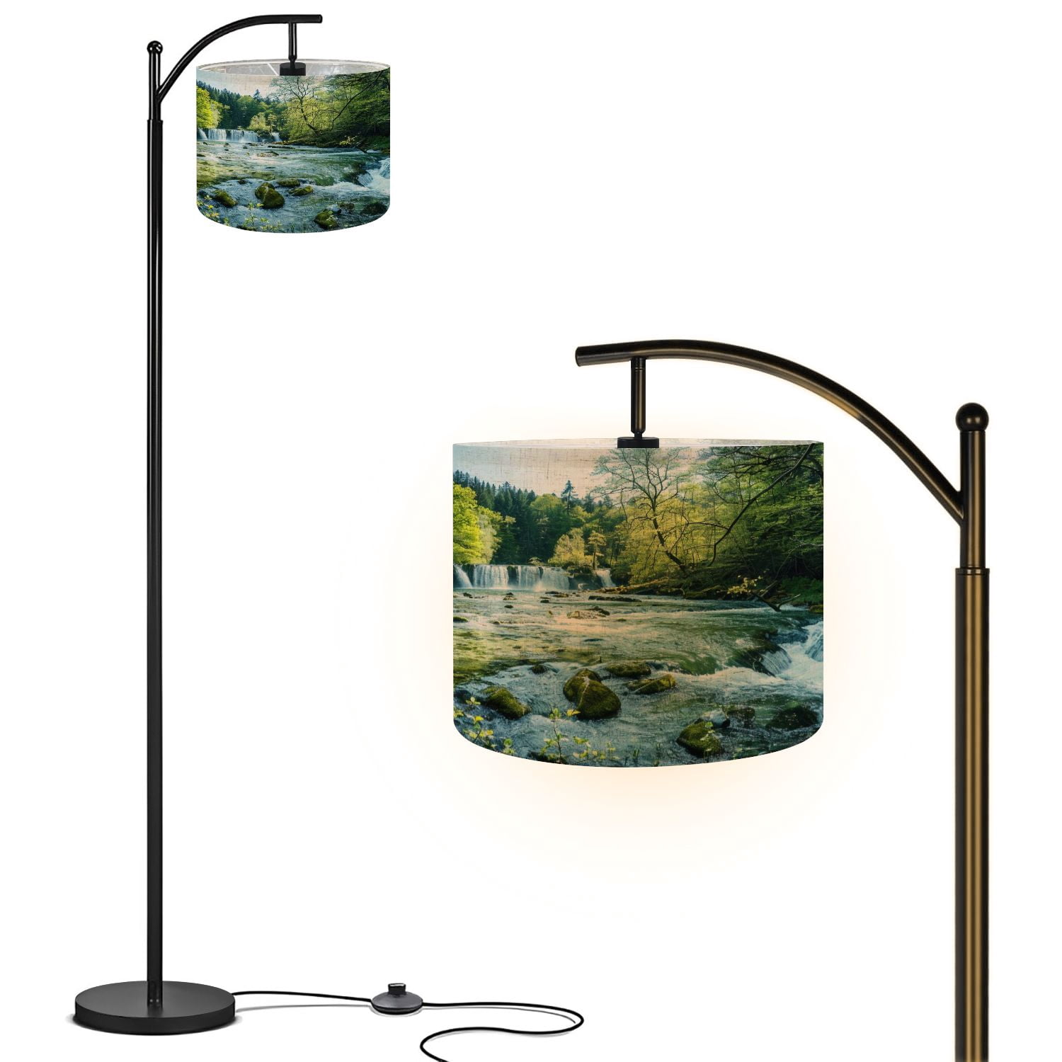 Arc Floor Lamp with Remote, Dimmable Bulb, Art Deco Arched Floor lamp ...