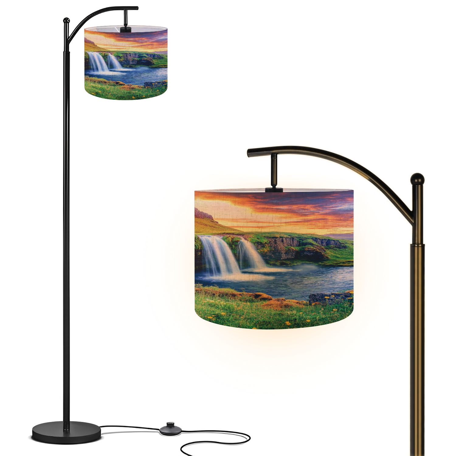 Arc Floor Lamp with Remote, Dimmable Bulb, Art Deco Arched Floor lamp ...