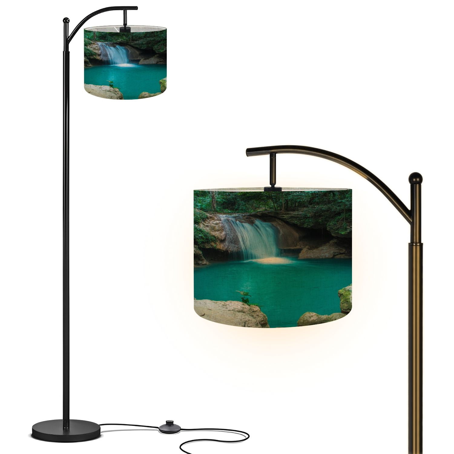 Arc Floor Lamp with Remote, Dimmable Bulb, Art Deco Arched Floor lamp ...