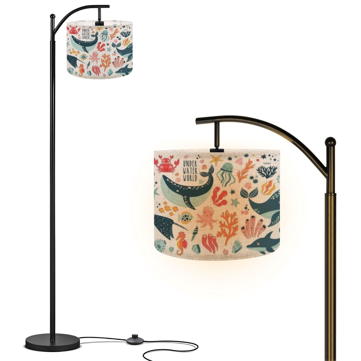 Arc Floor Lamp with Remote, Dimmable Bulb, Art Deco Arched Floor lamp ...
