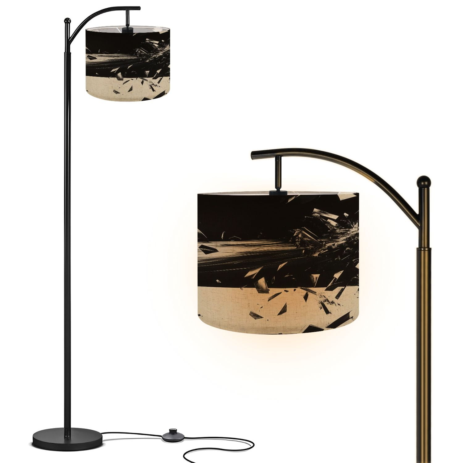 Arc Floor Lamp with Remote, Dimmable Bulb, Art Deco Arched Floor lamp ...