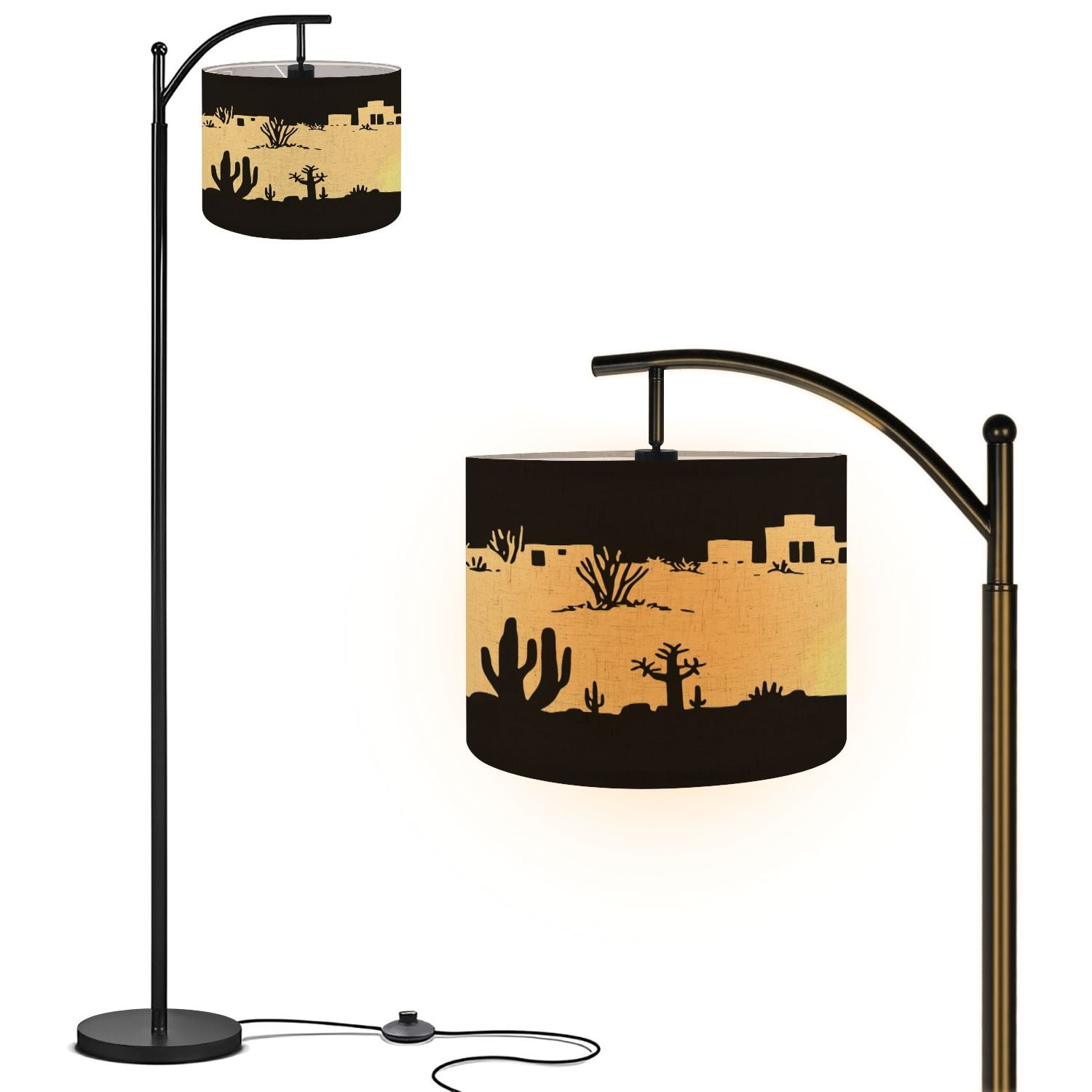 Arc Floor Lamp with Remote, Dimmable Bulb, Art Deco Arched Floor lamp ...