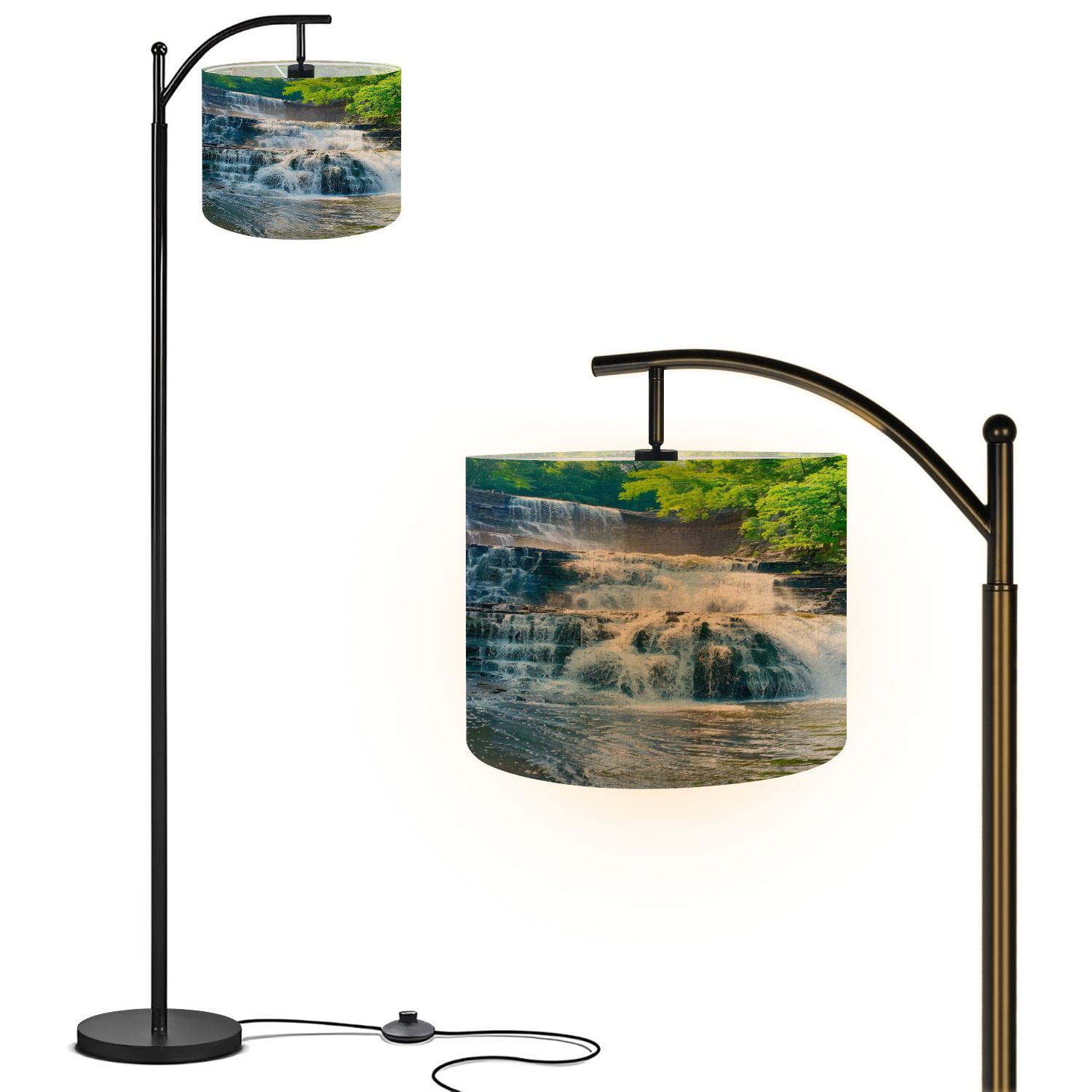 Arc Floor Lamp with Remote, Dimmable Bulb, Art Deco Arched Floor lamp ...