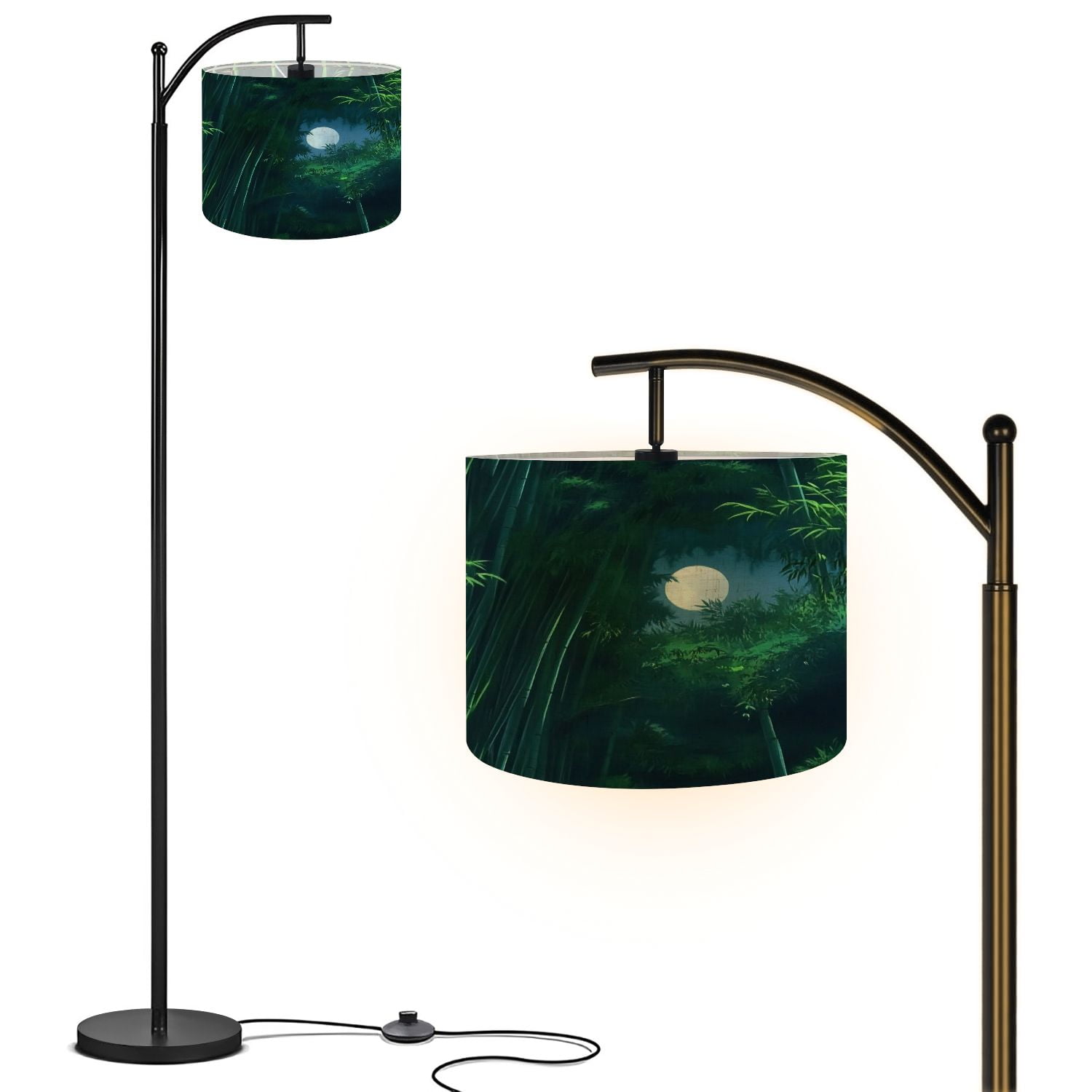 Arc Floor Lamp with Remote, Dimmable Bulb, Art Deco Arched Floor lamp ...