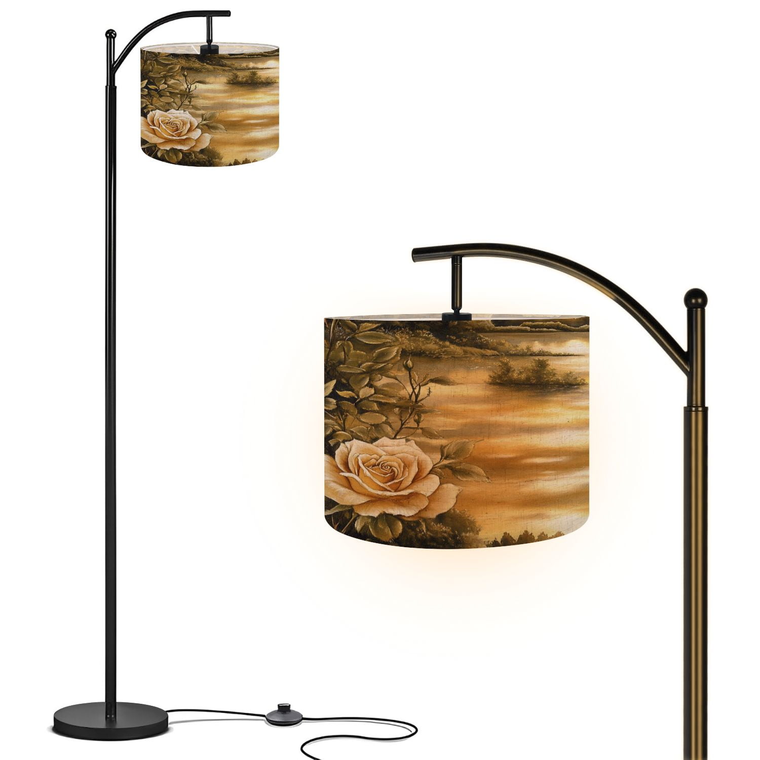 Arc Floor Lamp with Remote, Dimmable Bulb, Art Deco Arched Floor lamp ...