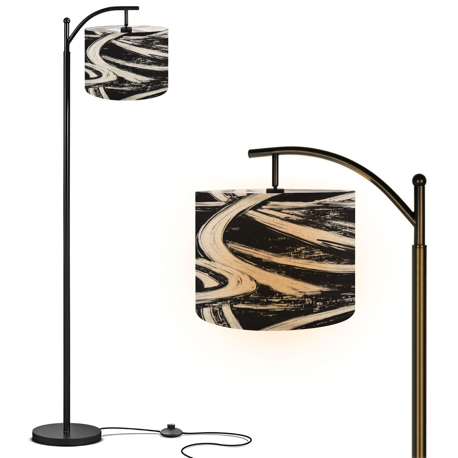 Arc Floor Lamp with Remote, Dimmable Bulb, Art Deco Arched Floor lamp ...