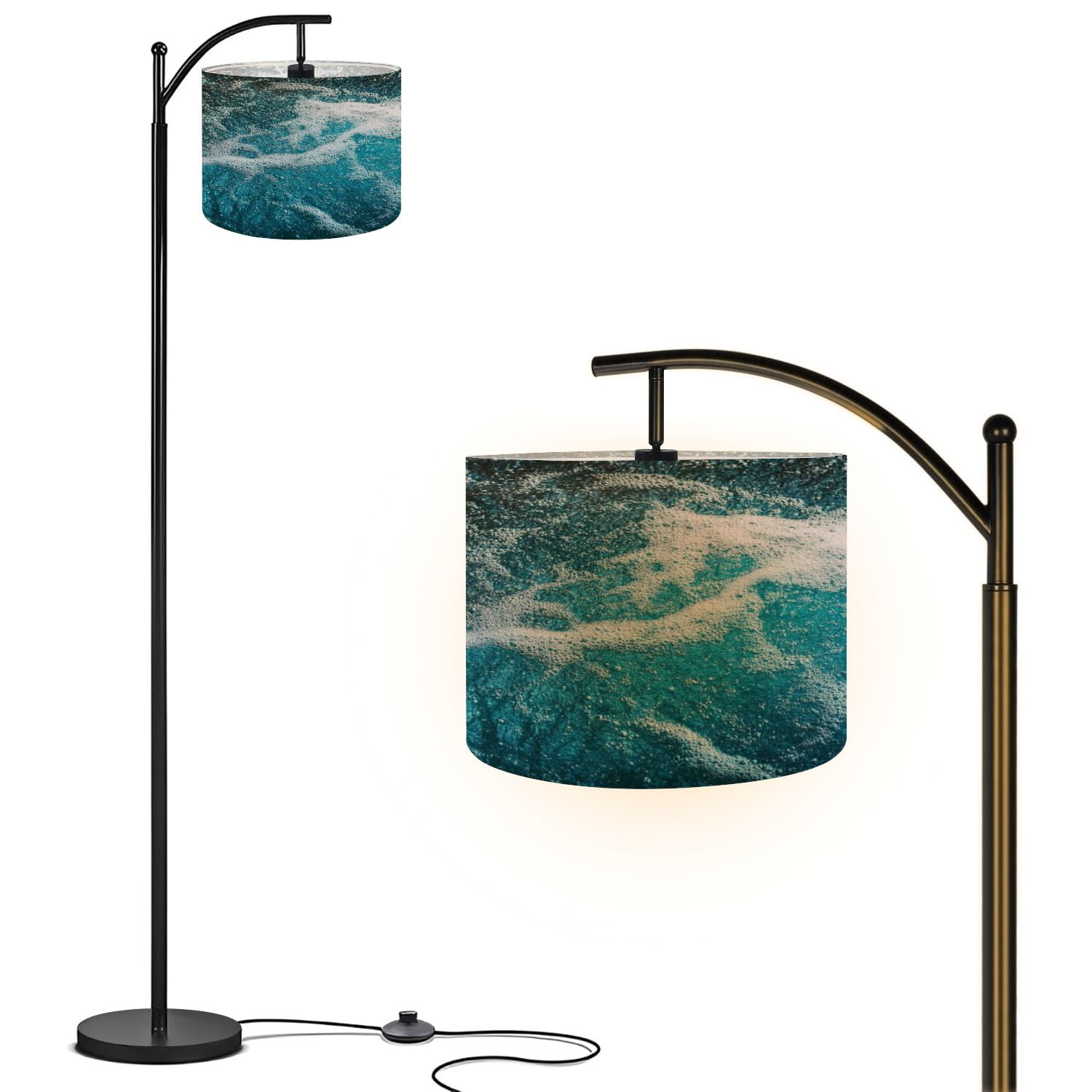 Arc Floor Lamp with Remote, Dimmable Bulb, Art Deco Arched Floor lamp ...