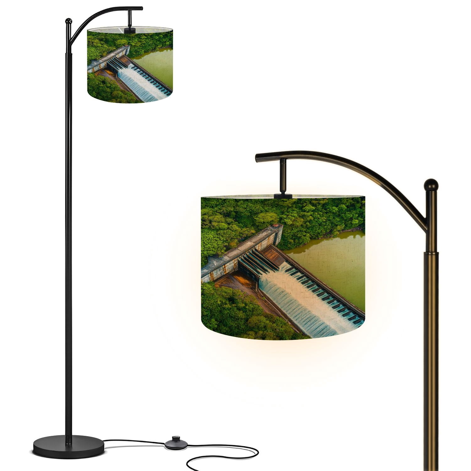 Arc Floor Lamp with Remote, Dimmable Bulb, Art Deco Arched Floor lamp ...
