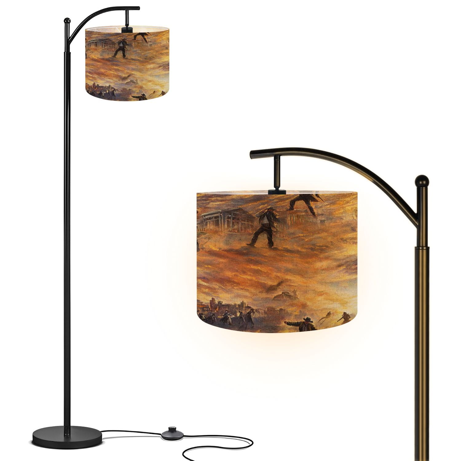 Arc Floor Lamp with Remote, Dimmable Bulb, Art Deco Arched Floor lamp ...