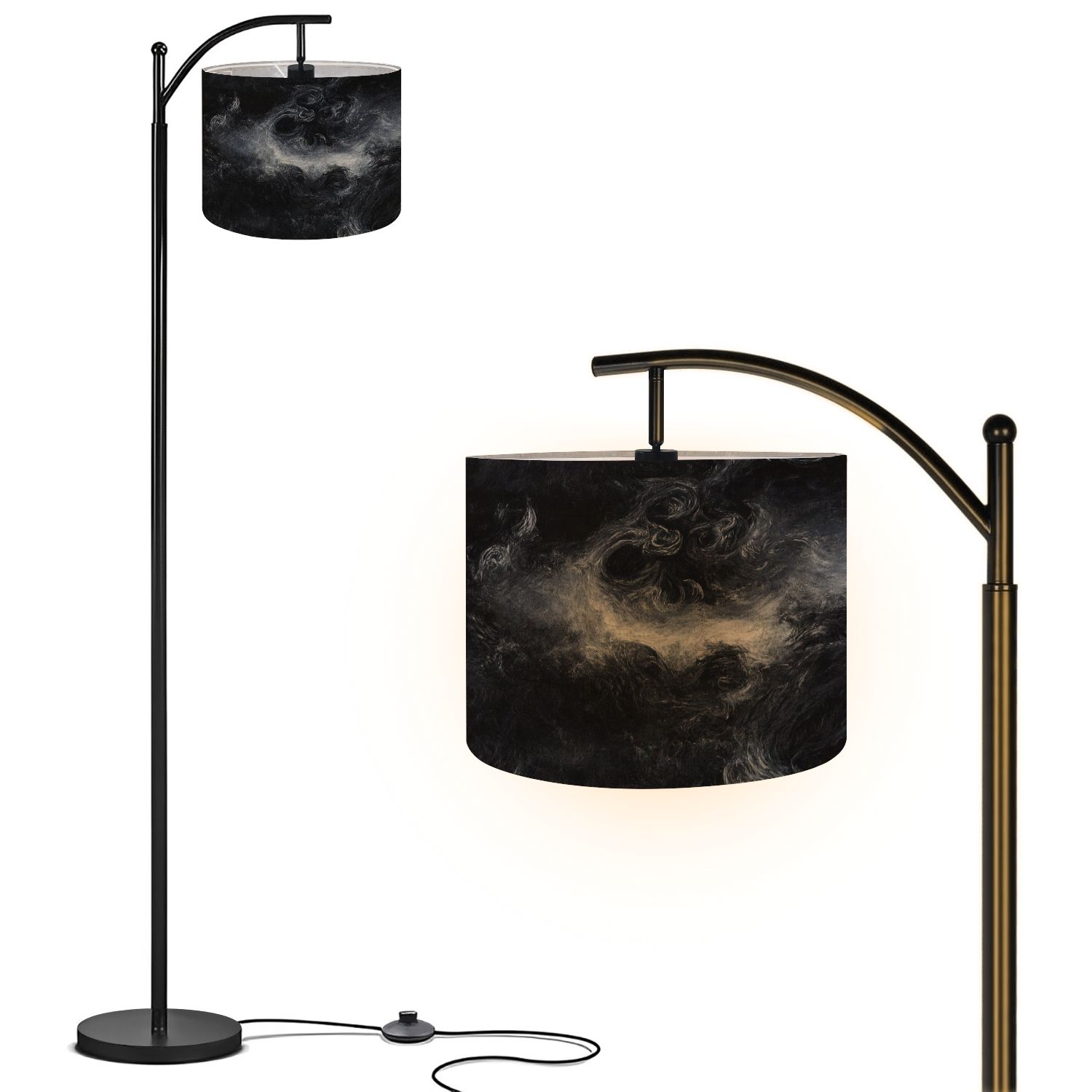 Arc Floor Lamp with Remote, Dimmable Bulb, Art Deco Arched Floor lamp ...