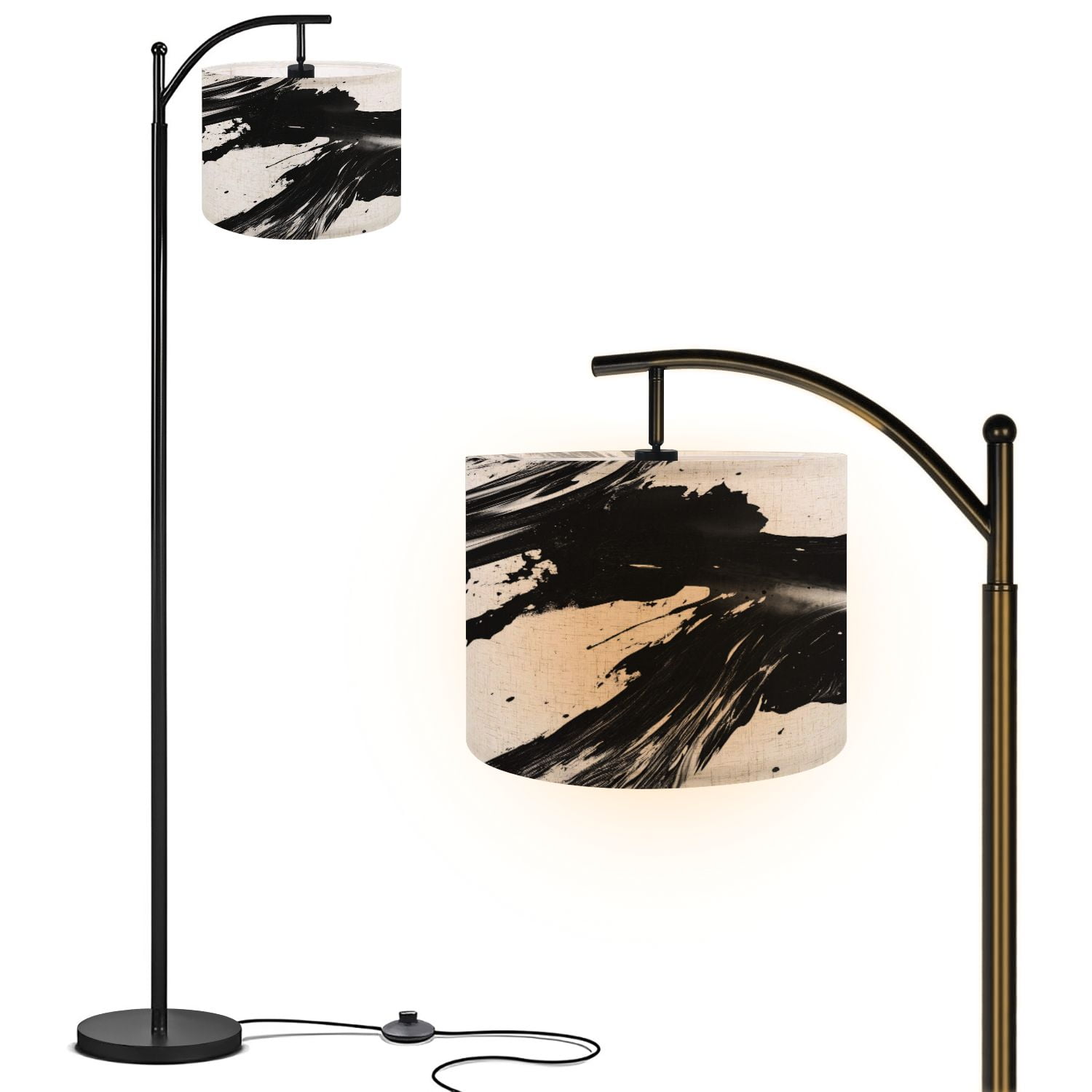Arc Floor Lamp with Remote, Dimmable Bulb, Art Deco Arched Floor lamp ...