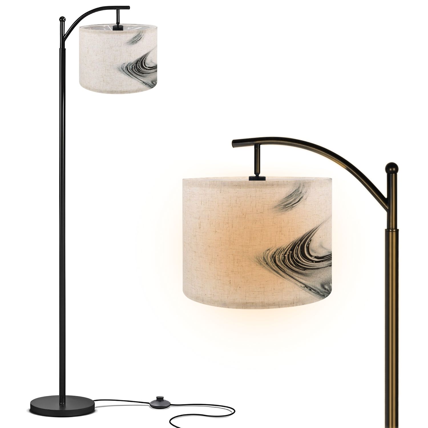 Arc Floor Lamp with Remote, Dimmable Bulb, Art Deco Arched Floor lamp ...