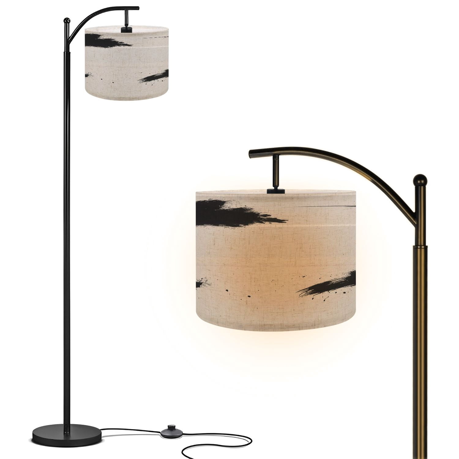 Arc Floor Lamp with Remote, Dimmable Bulb, Art Deco Arched Floor lamp ...