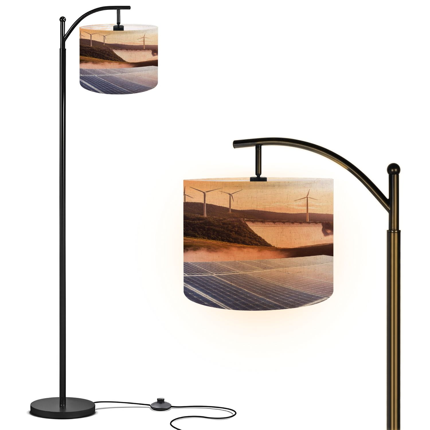 Arc Floor Lamp with Remote, Dimmable Bulb, Art Deco Arched Floor lamp ...